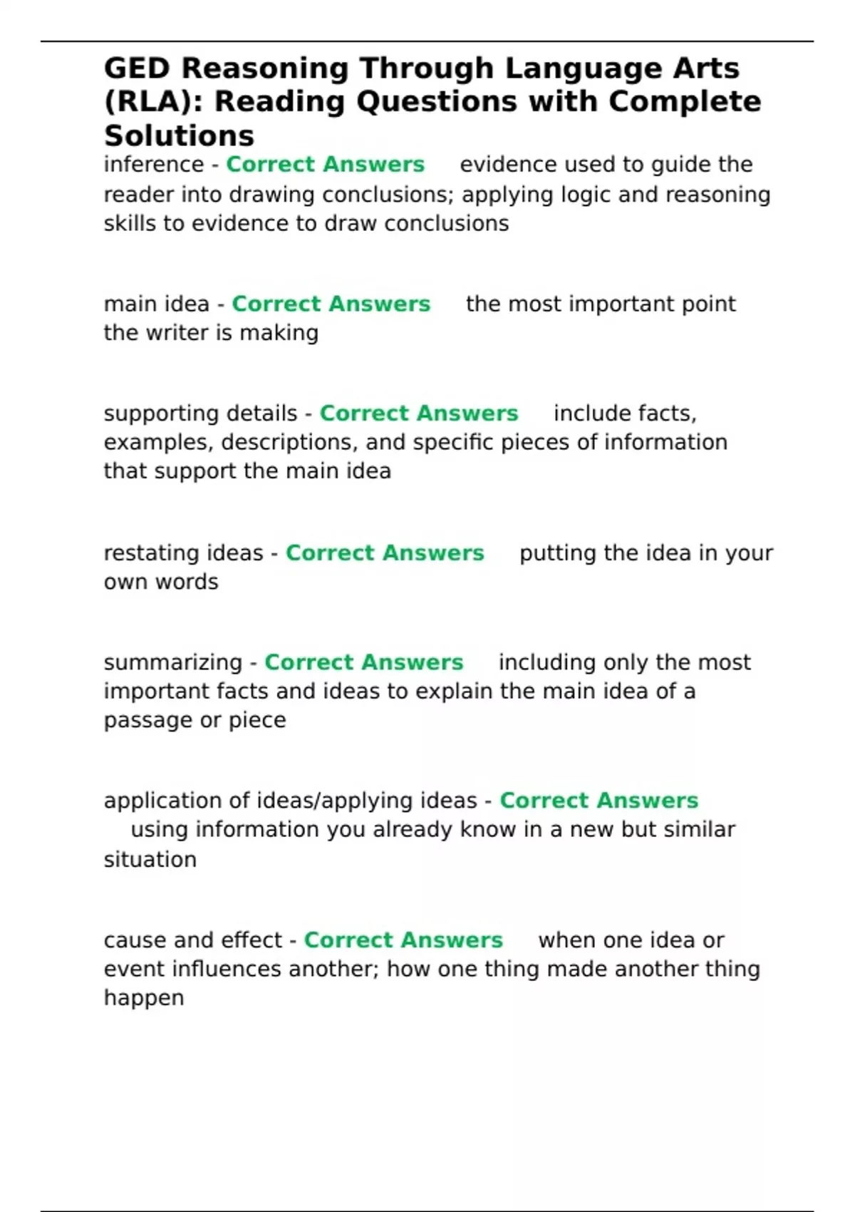 GED Reasoning Through Language Arts (RLA) Reading Questions with ...