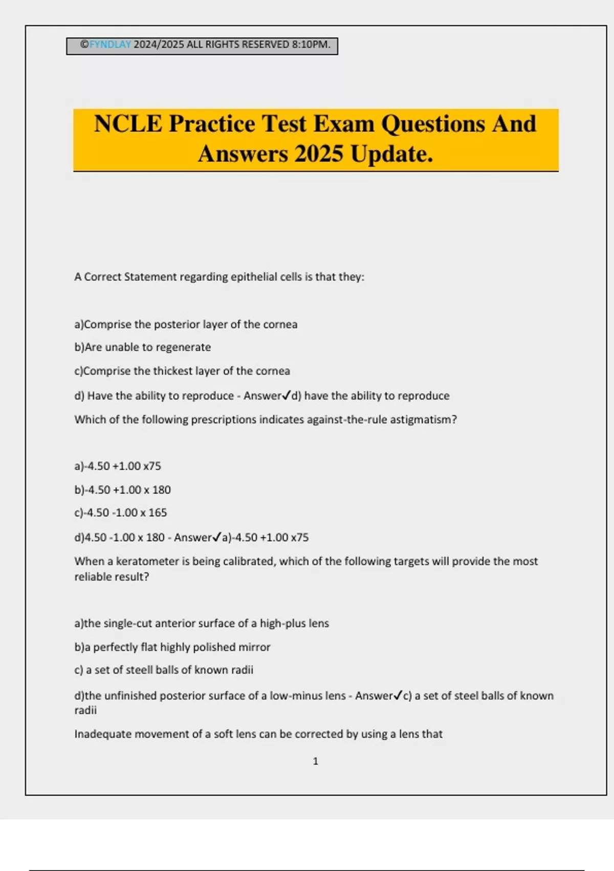 NCLE Practice Test Exam Questions And Answers 2025 Update. - NCLE ...