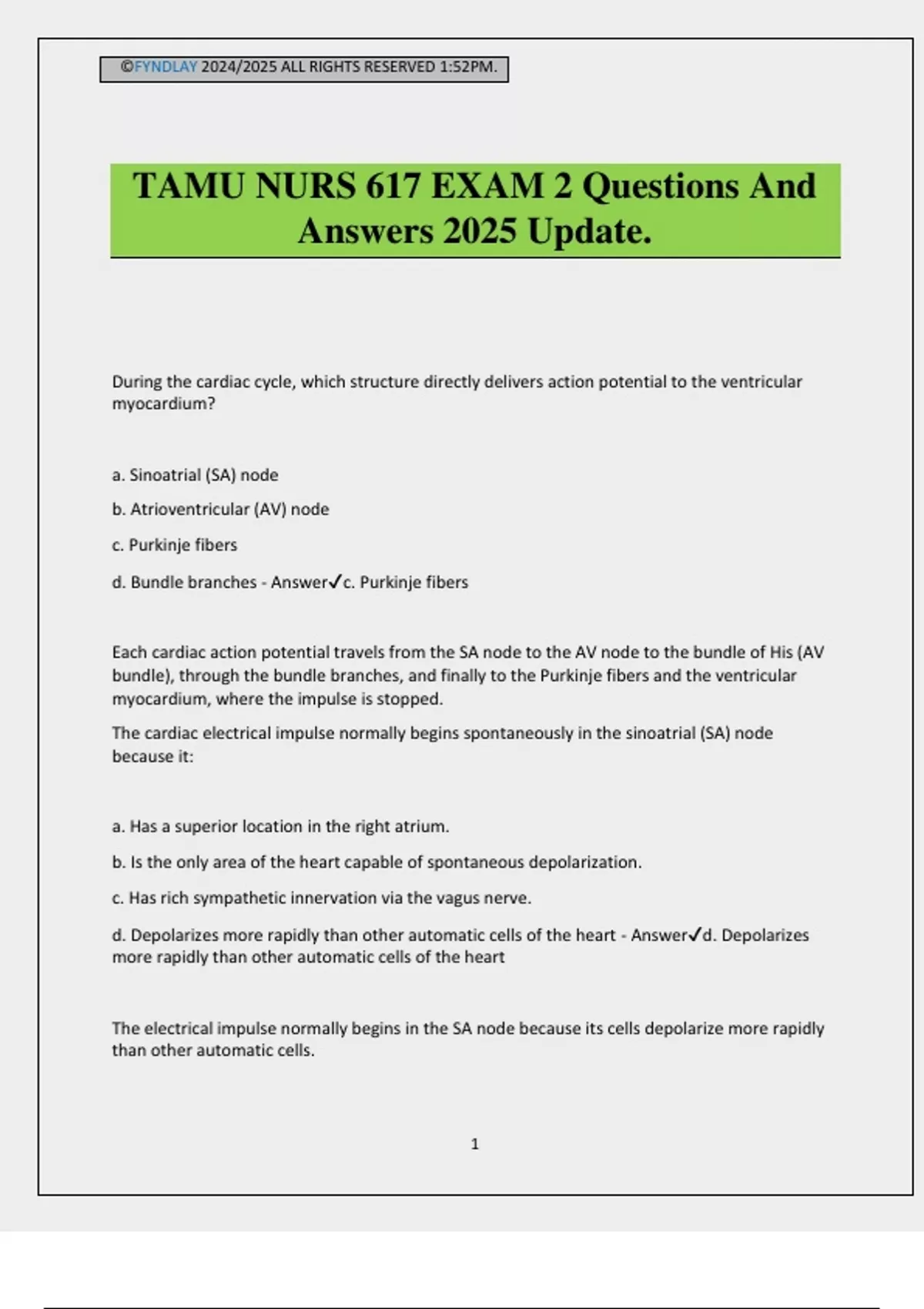 TAMU NURS 617 EXAM 2 Questions And Answers 2025 Update. - NURS 617 - Stuvia US