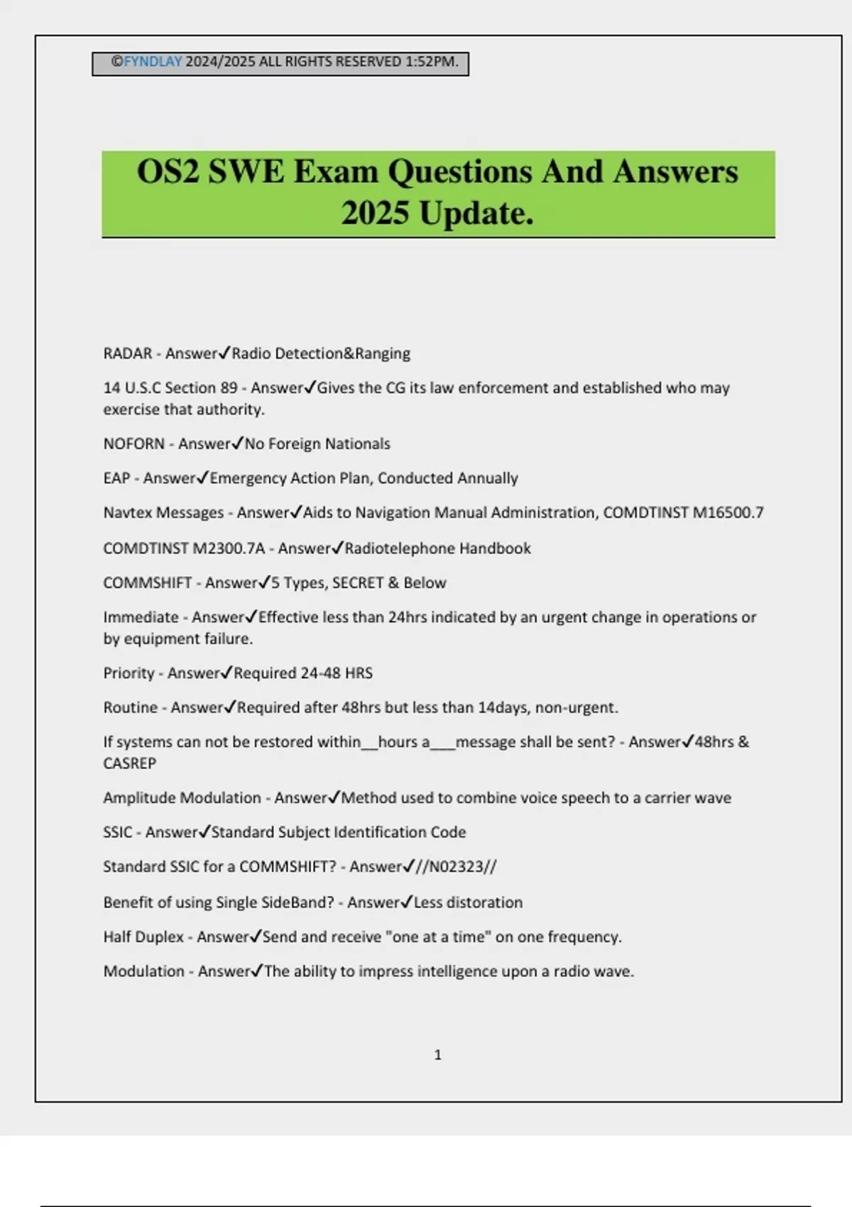 OS2 SWE Exam Questions And Answers 2025 Update. - OS2 SWE - Stuvia US