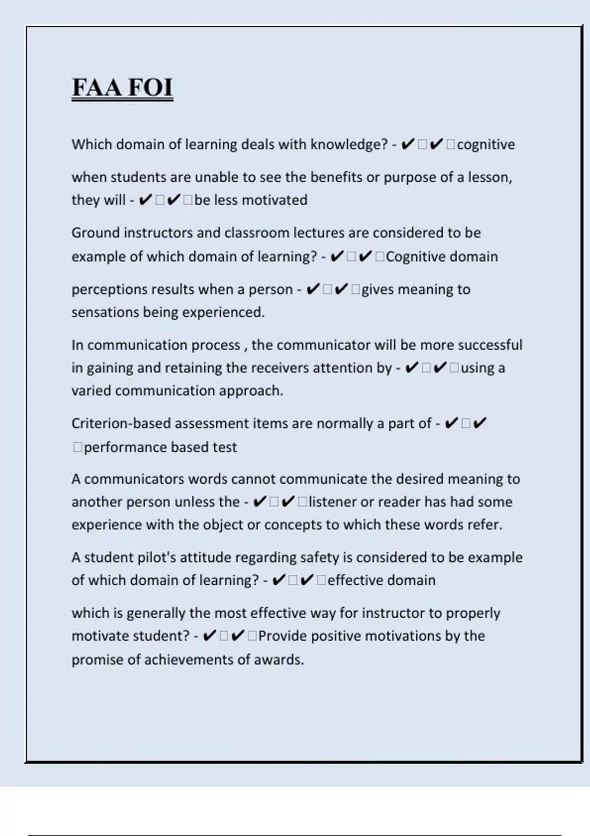 FAA FOI| The Ultimate Final Exam Questions With Correct Verified ...