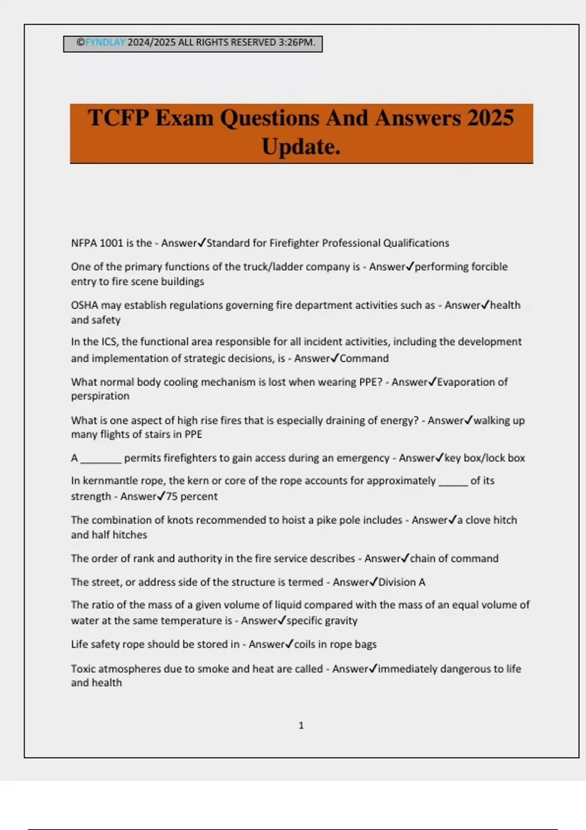 TCFP Exam Questions And Answers 2025 Update. - TCFP - Stuvia US