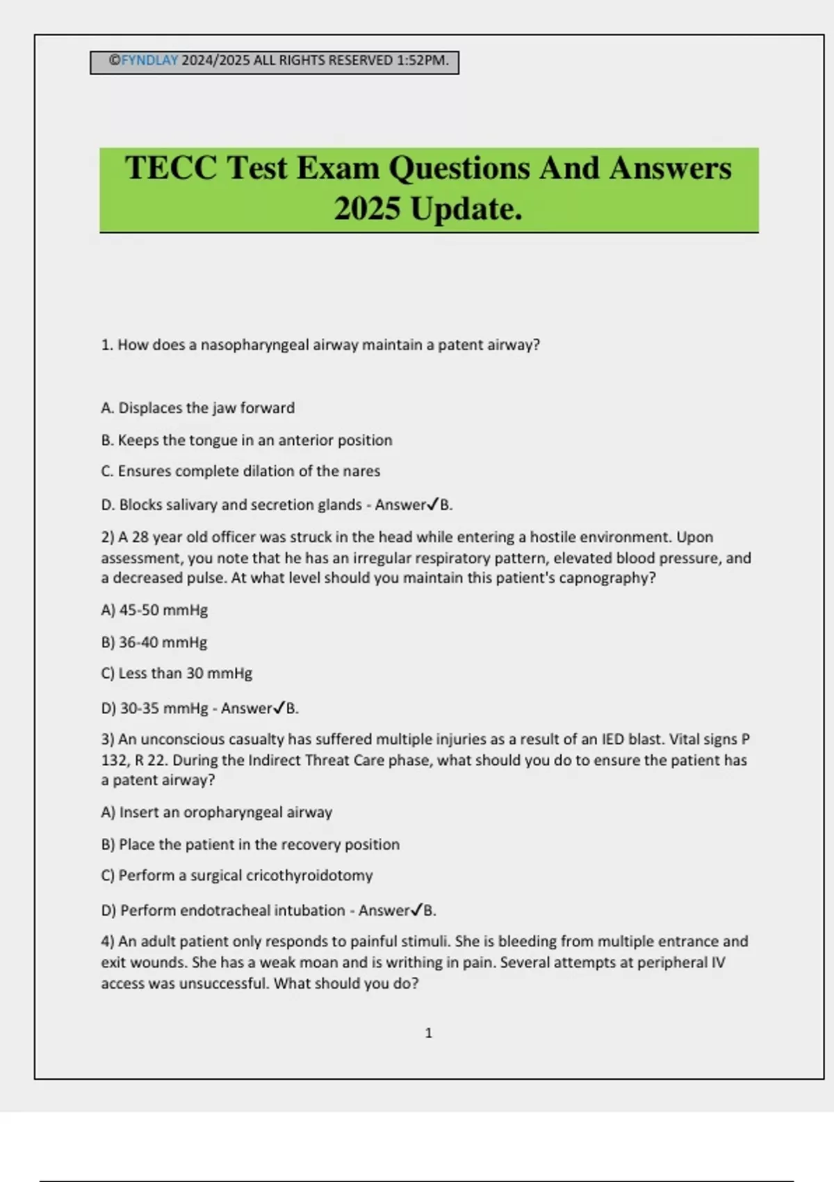 TECC Test Exam Questions And Answers 2025 Update. - TECC - Stuvia US