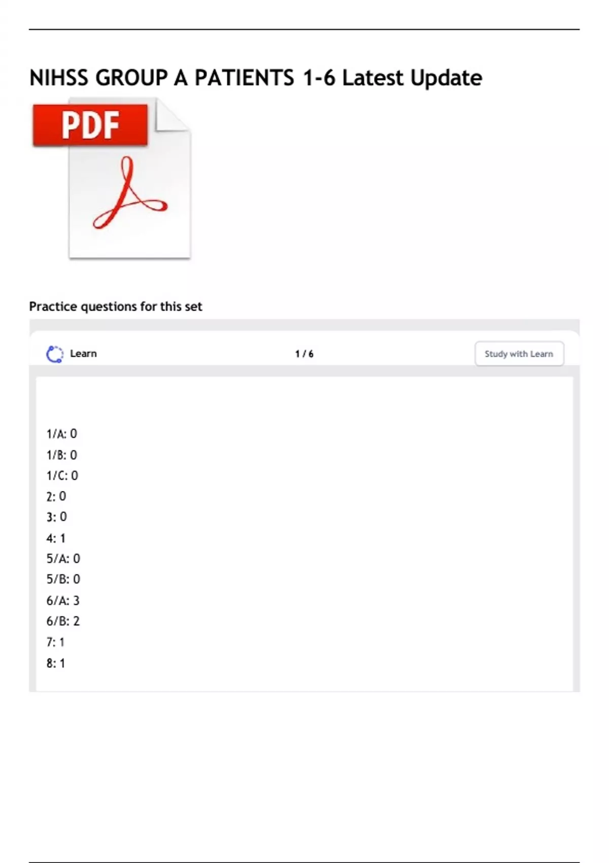 NIHSS GROUP A PATIENTS 1-6 Latest Update - NIHSS GROUP A PATIENTS ...