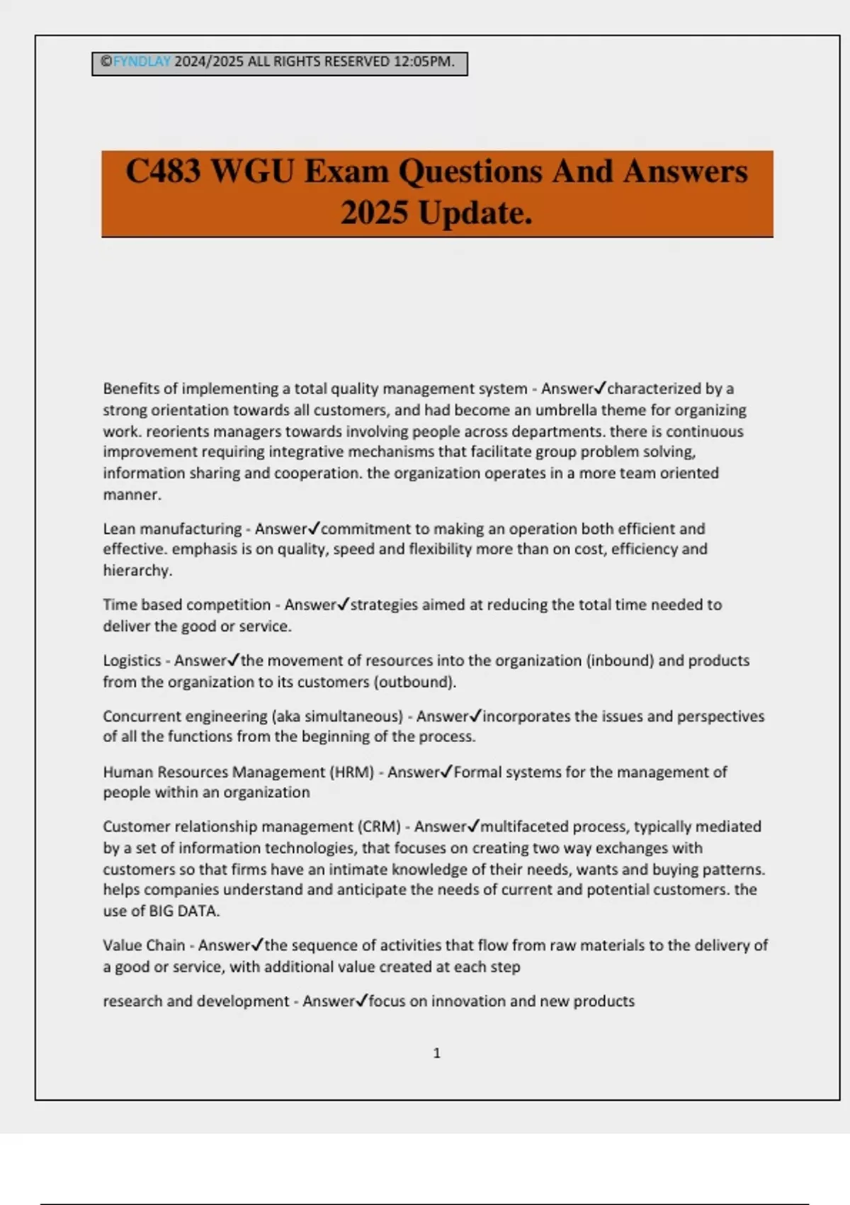 C483 WGU Exam Questions And Answers 2025 Update. - WGU C483 - Stuvia US