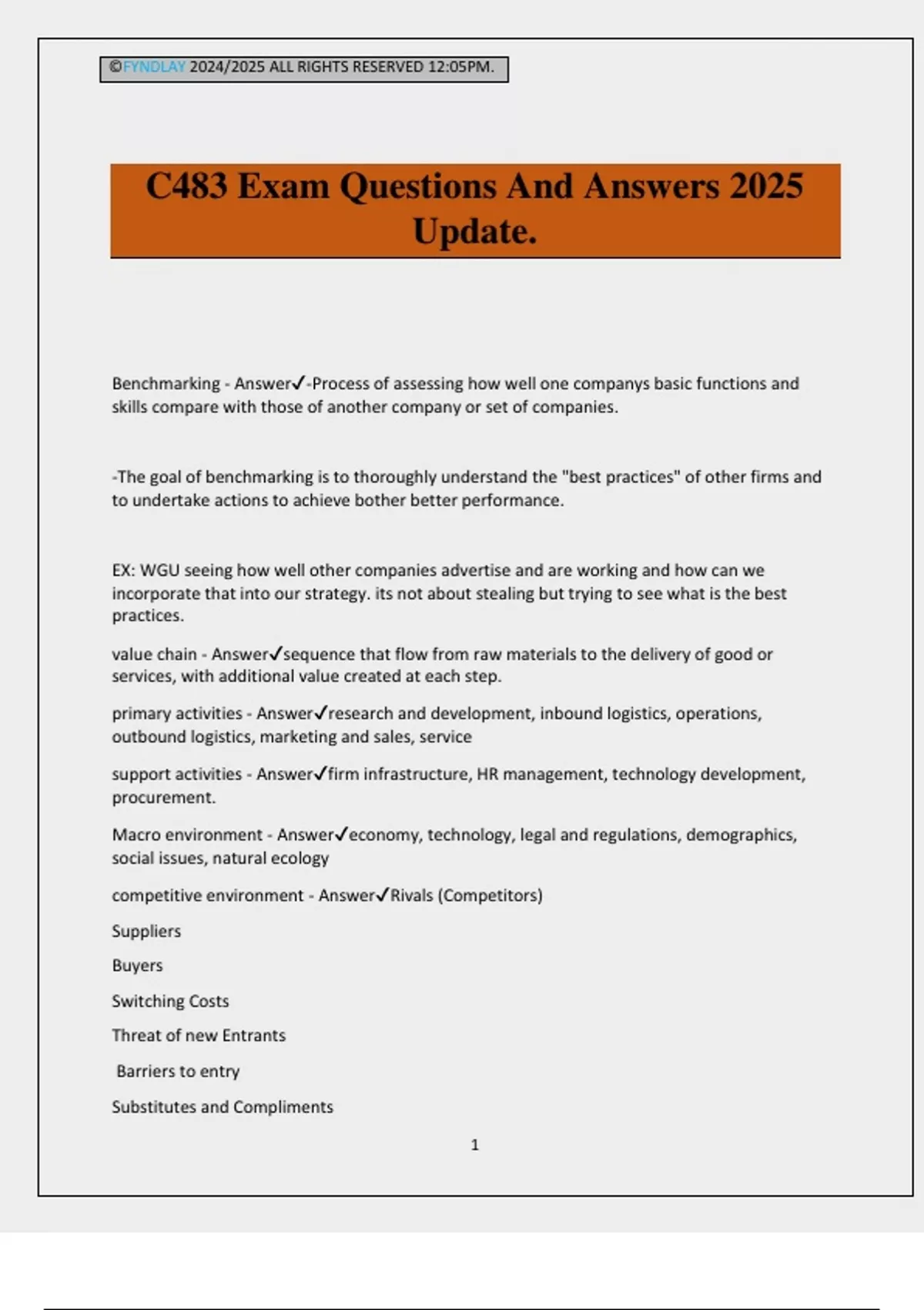 C483 Exam Questions And Answers 2025 Update. - WGU C483 - Stuvia US