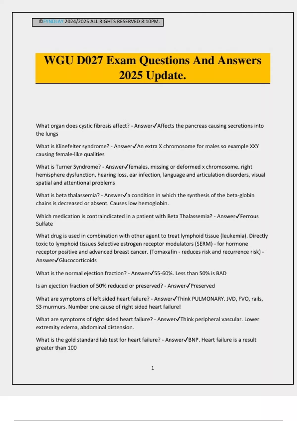 WGU D027 Exam Questions And Answers 2025 Update. - WGU D027 - Stuvia US
