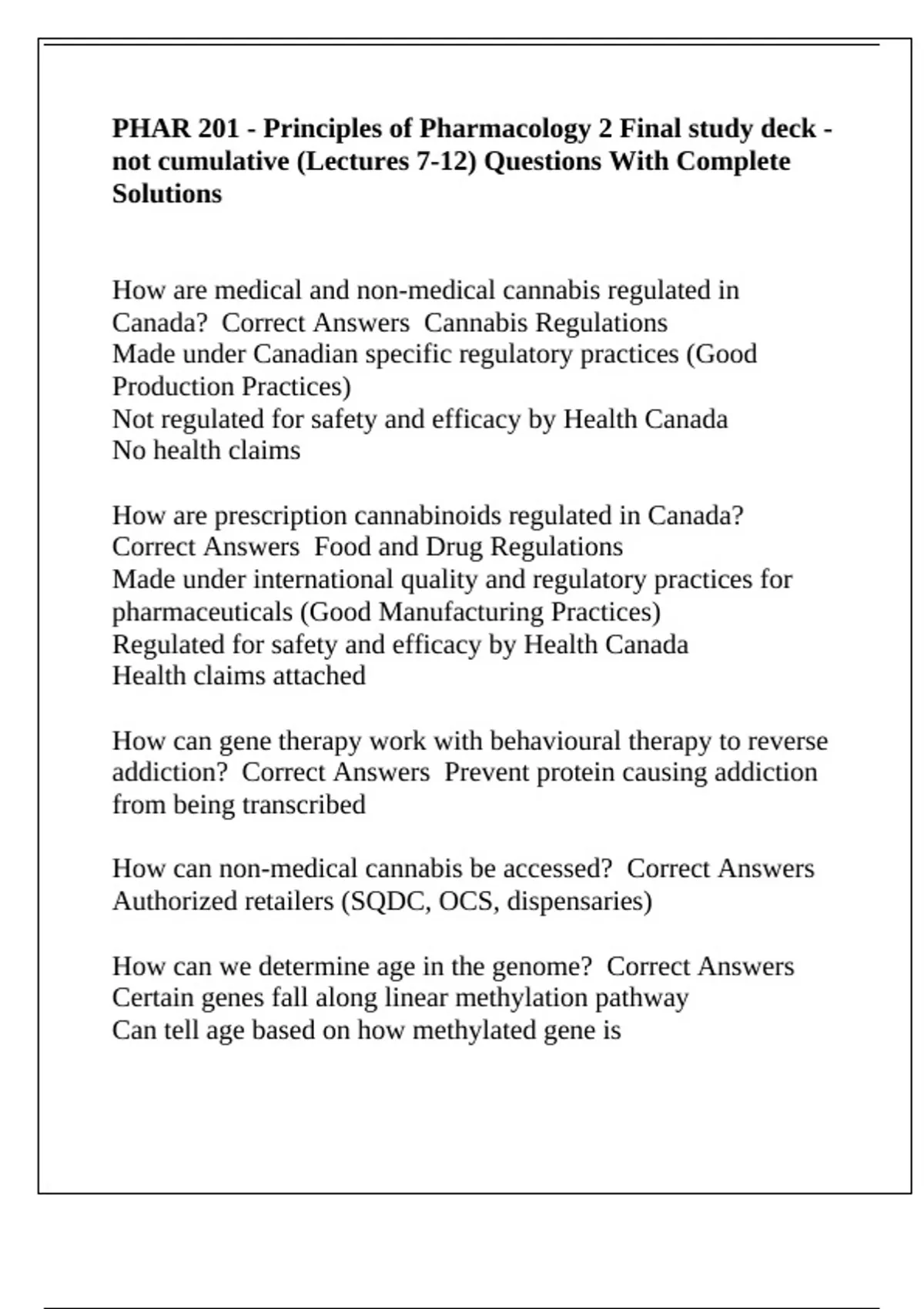 PHAR 201 - Principles of Pharmacology 2 Final study deck - not cumulative (Lectures 7-12 ...