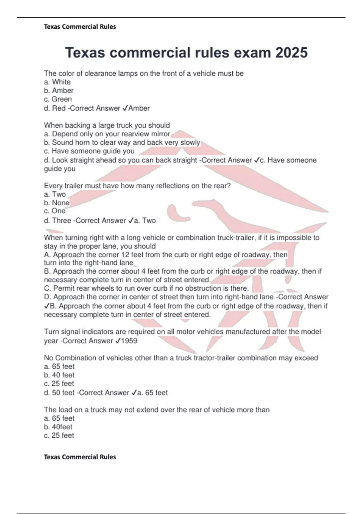 Texas commercial rules exam 2025 - Texas commercial rules - Stuvia US