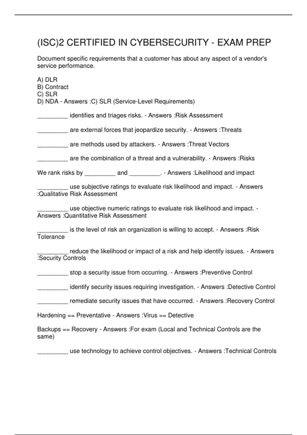 (ISC)2 CERTIFIED IN CYBERSECURITY - EXAM PREP - 2 CERTIFIED IN ...