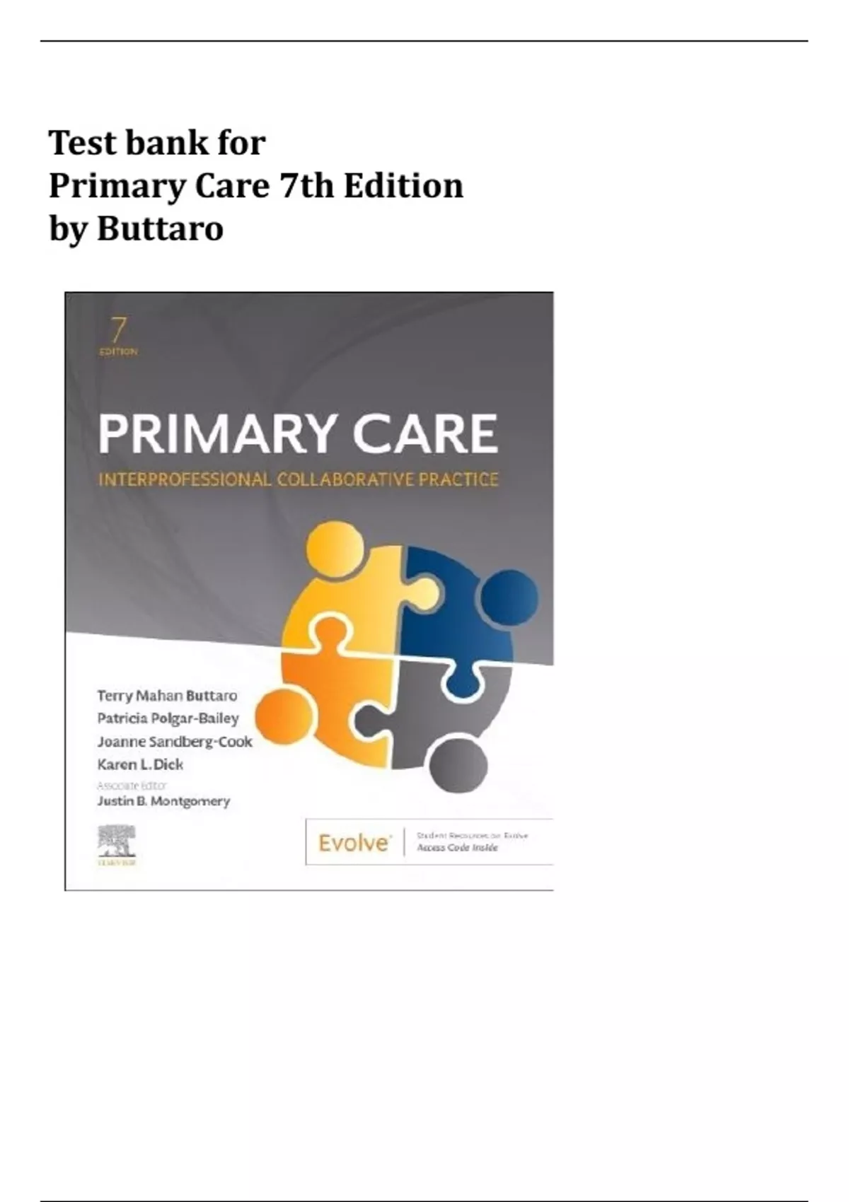 Test Bank For Primary Care Interprofessional Collaborative Practice 7th ...
