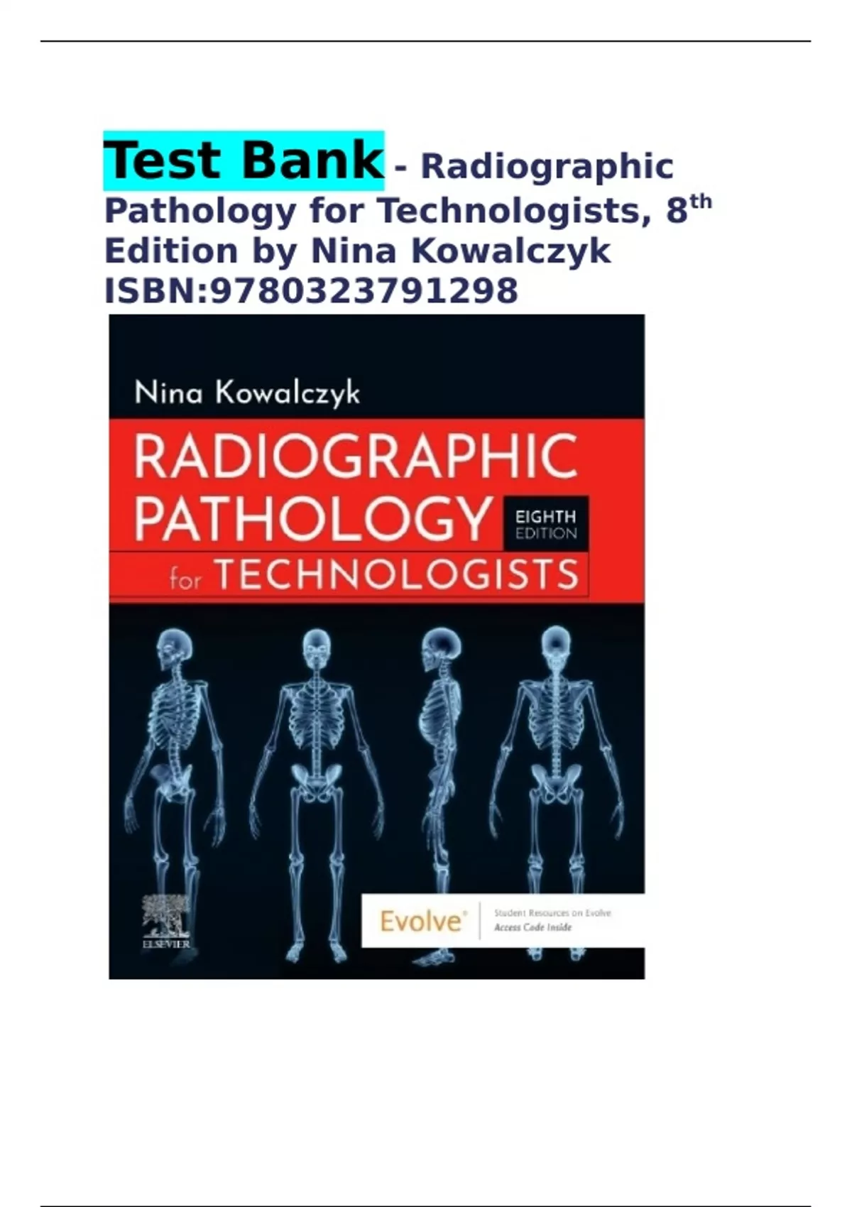 Test Bank For Radiographic Pathology for Technologists, 8th Edition by ...