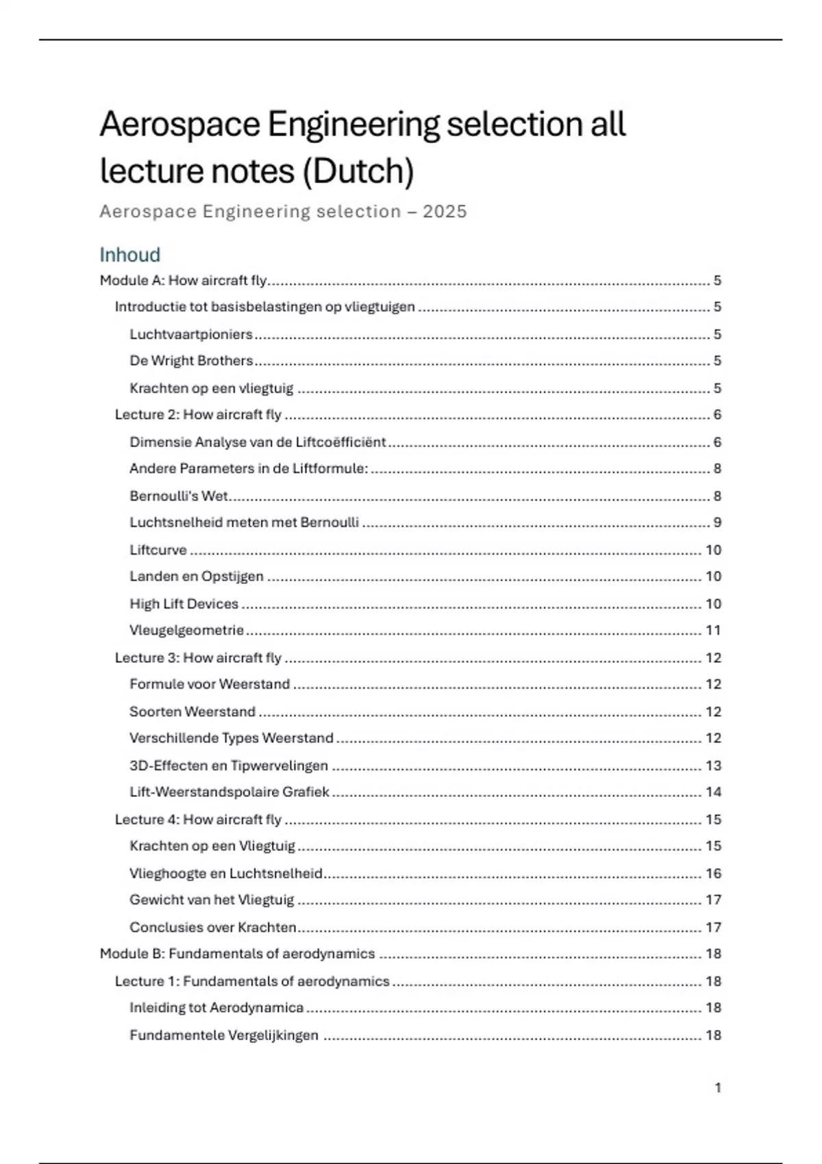 Aantekeningen Selectie Aerospace Engineering TU Delft 2025 - Selectie ...