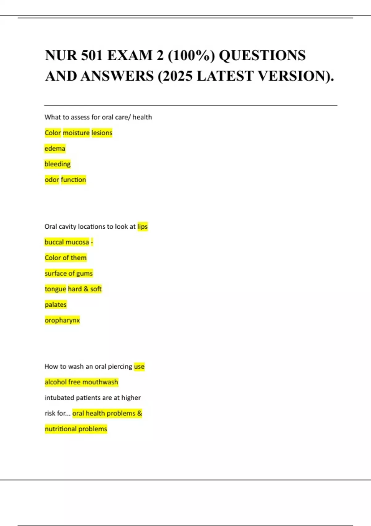 NUR 501 EXAM 2 (100%) QUESTIONS AND ANSWERS (2025 LATEST VERSION ...