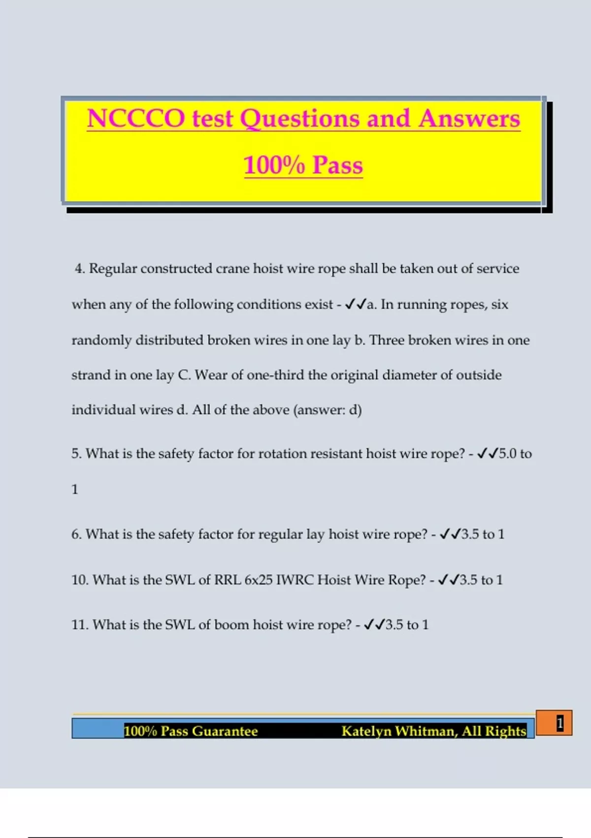 NCCCO test Questions and Answers 100% Pass - Nccco - Stuvia US