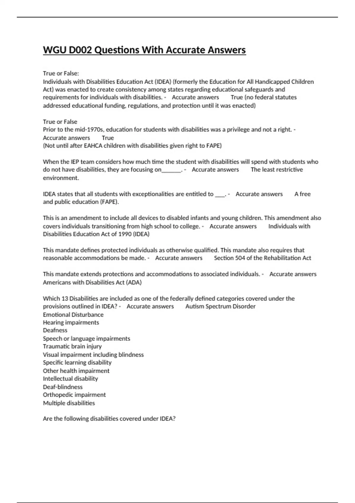 WGU D002 Questions With Accurate Answers - WGU D - Stuvia US