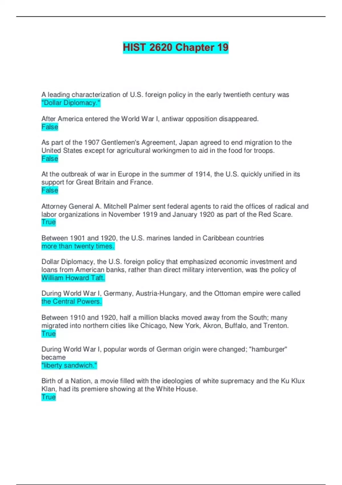 HIST 2620 Chapter 19 | Questions and Answers - HIST 2620 - Stuvia US
