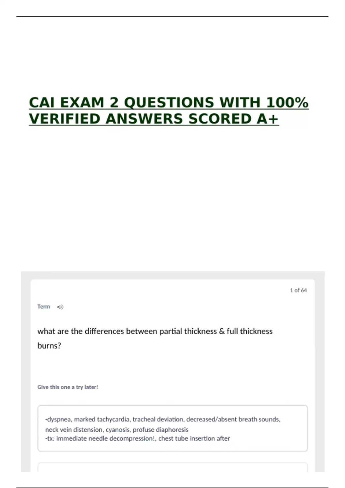 CAI EXAM 2 QUESTIONS WITH 100% VERIFIED ANSWERS SCORED A+ - CAI - Stuvia US