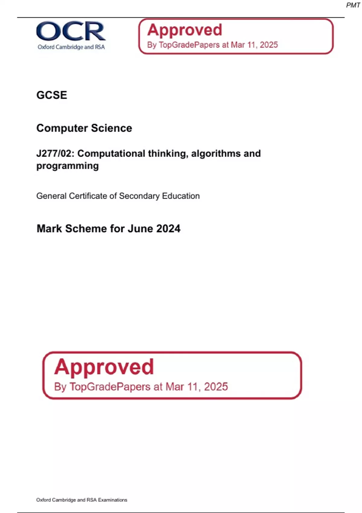 GCSE Computer Science J277/02: Computational thinking, algorithms and programming General ...