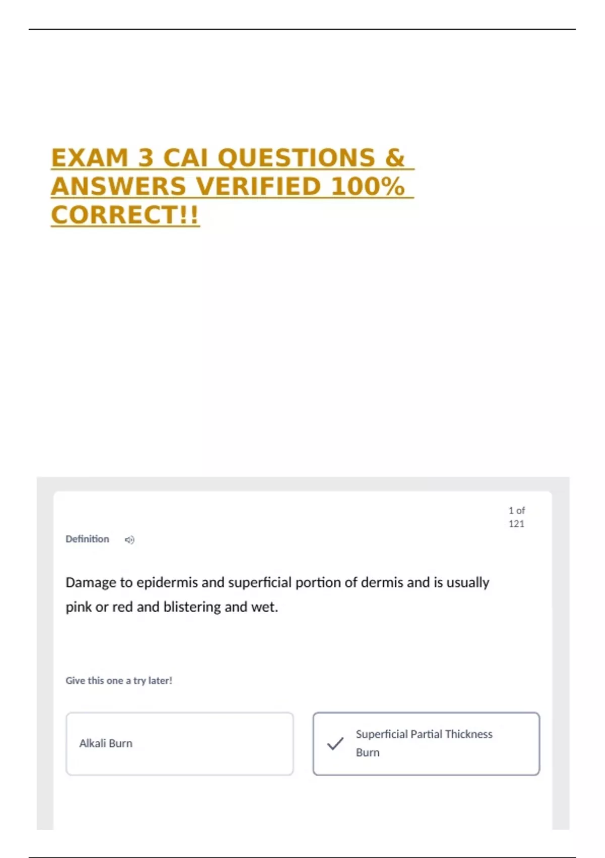EXAM 3 CAI QUESTIONS & ANSWERS VERIFIED 100% CORRECT!! - CAI - Stuvia US