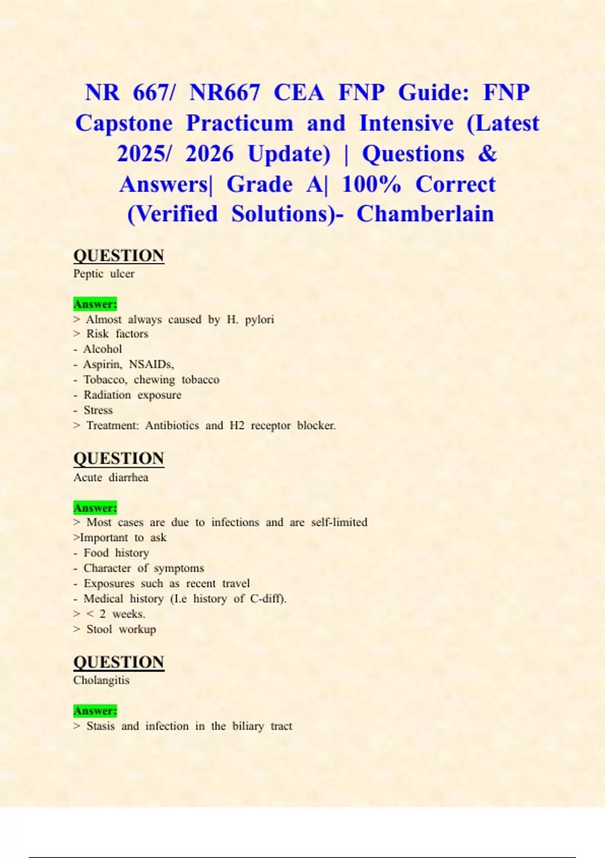 NR 667/ NR667 CEA FNP Guide: FNP Capstone Practicum and Intensive ...