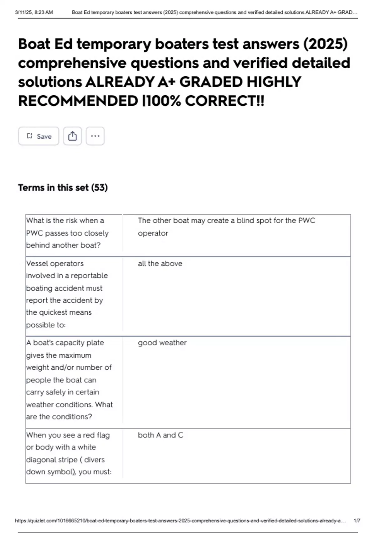 Boat Ed temporary boaters test answers (2025) comprehensive questions ...