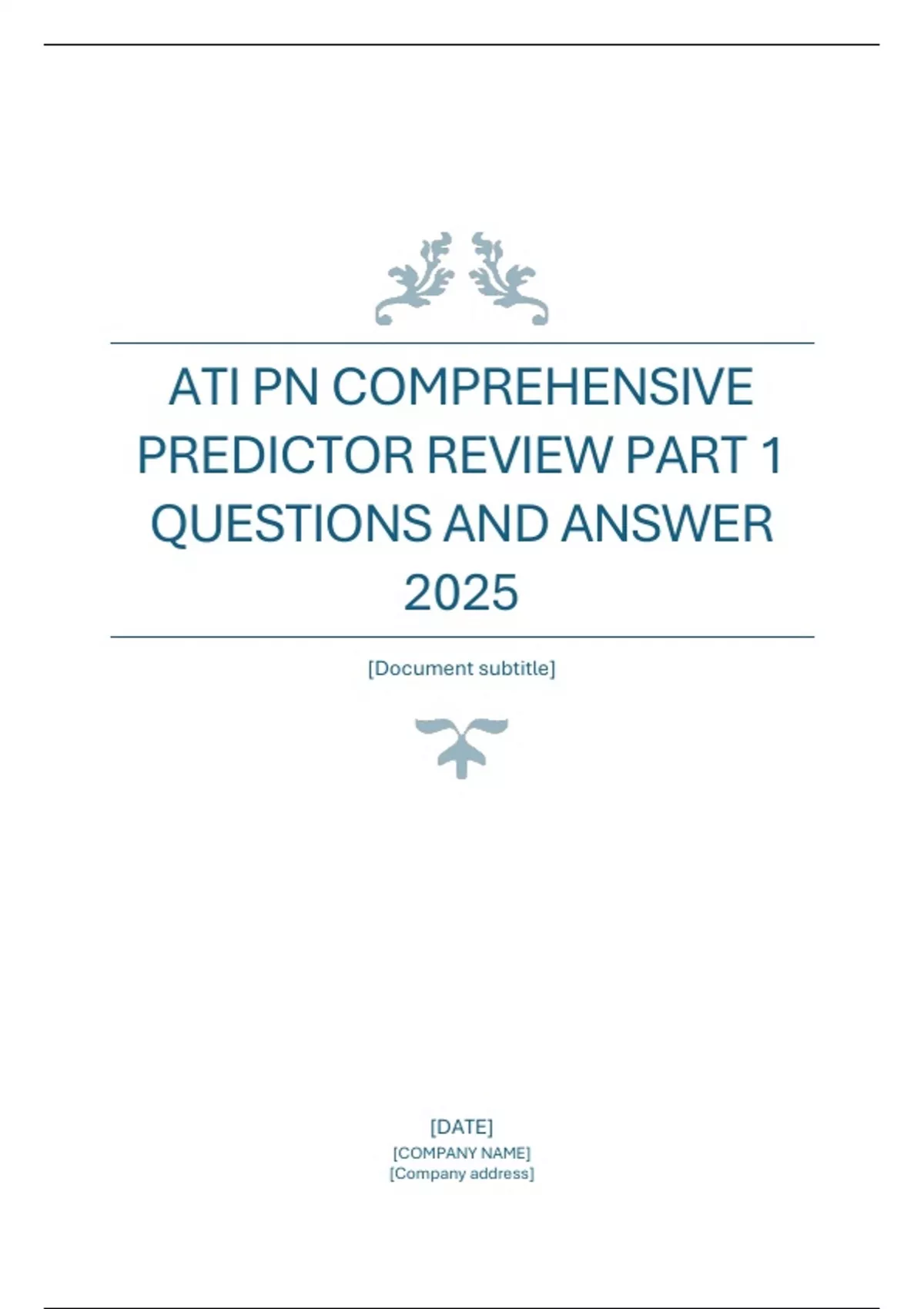 ATI PN COMPREHENSIVE PREDICTOR REVIEW PART 1 QUESTIONS AND ANSWER 2025 ...