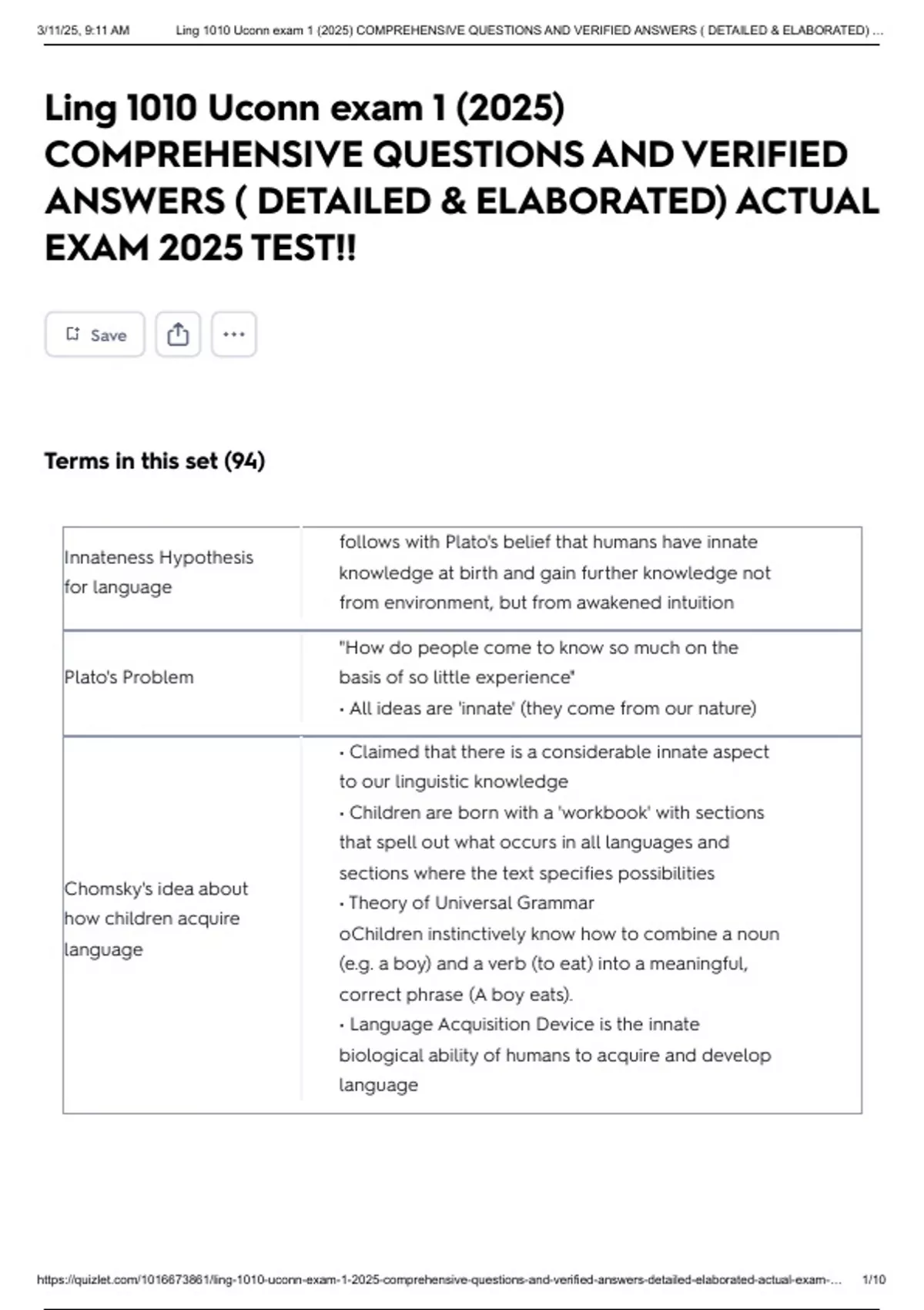 Ling 1010 Uconn exam 1 (2025) COMPREHENSIVE QUESTIONS AND VERIFIED ...