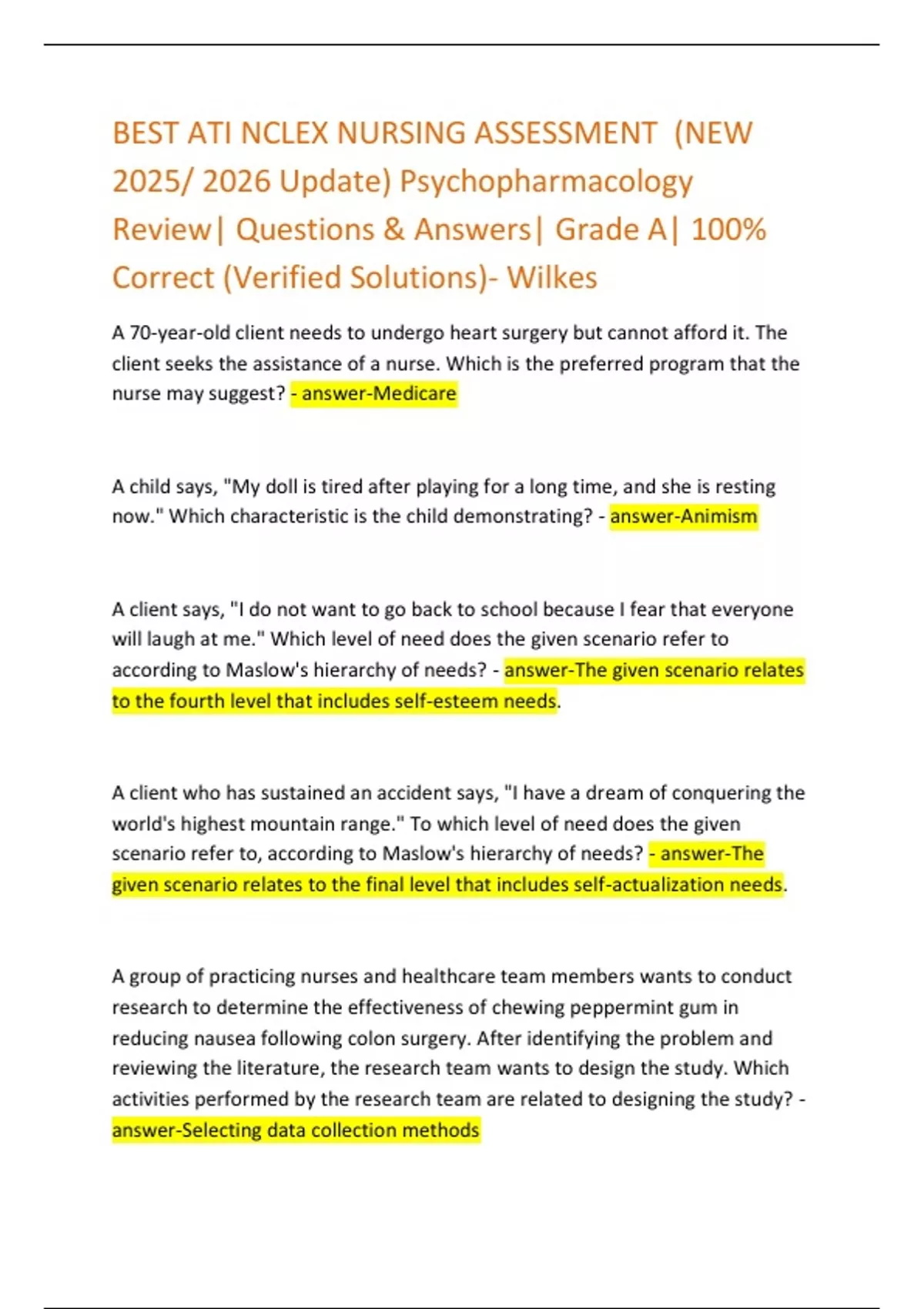 BEST ATI NCLEX NURSING ASSESSMENT (NEW 2025/ 2026 Update ...