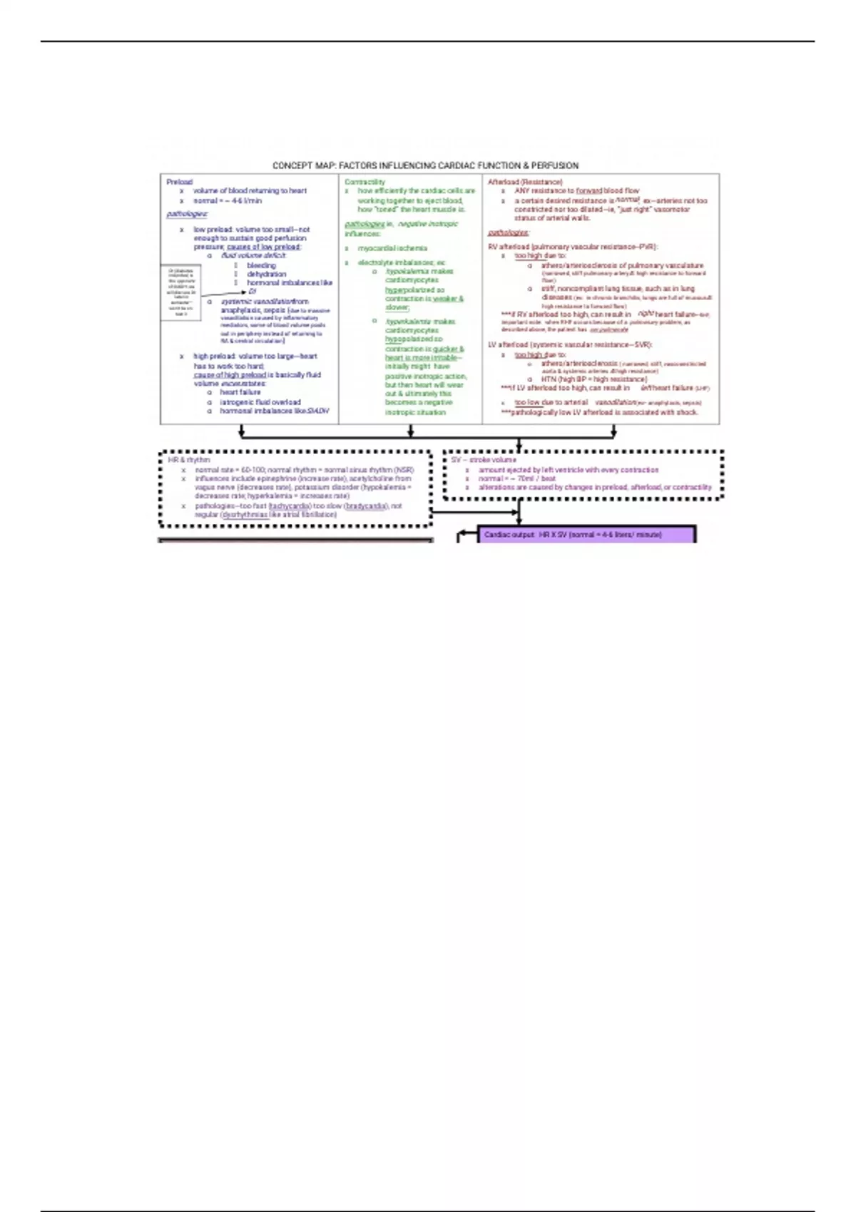 NURS 3366 Factors influencing cardiac function concept map - NURS 3366 - Stuvia US