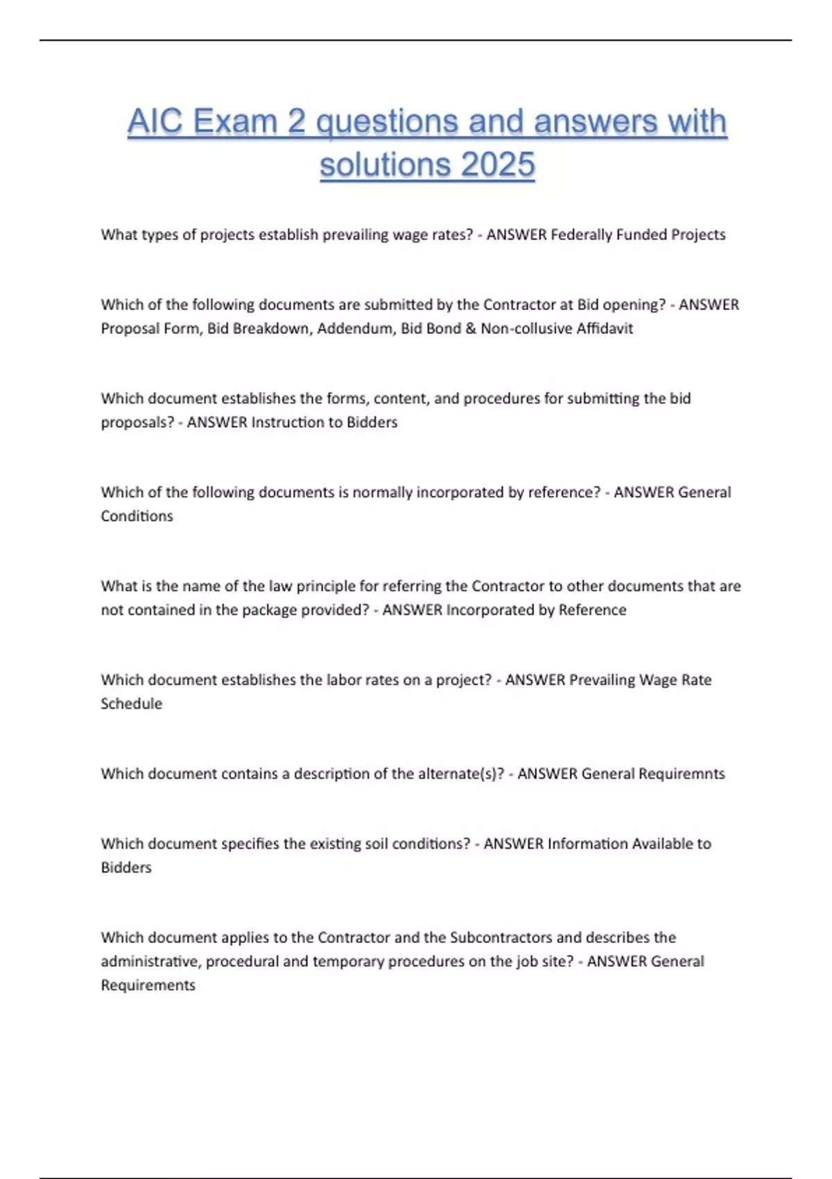 AIC Exam 2 questions and answers with solutions 2025 - Saca - Stuvia US