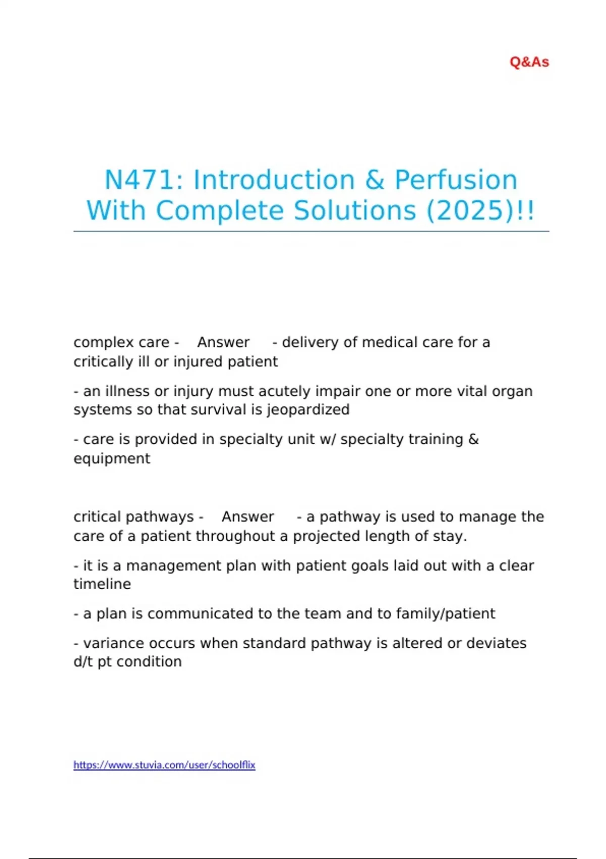 N471 Introduction & Perfusion With Complete Solutions (2025)!! - N471 ...