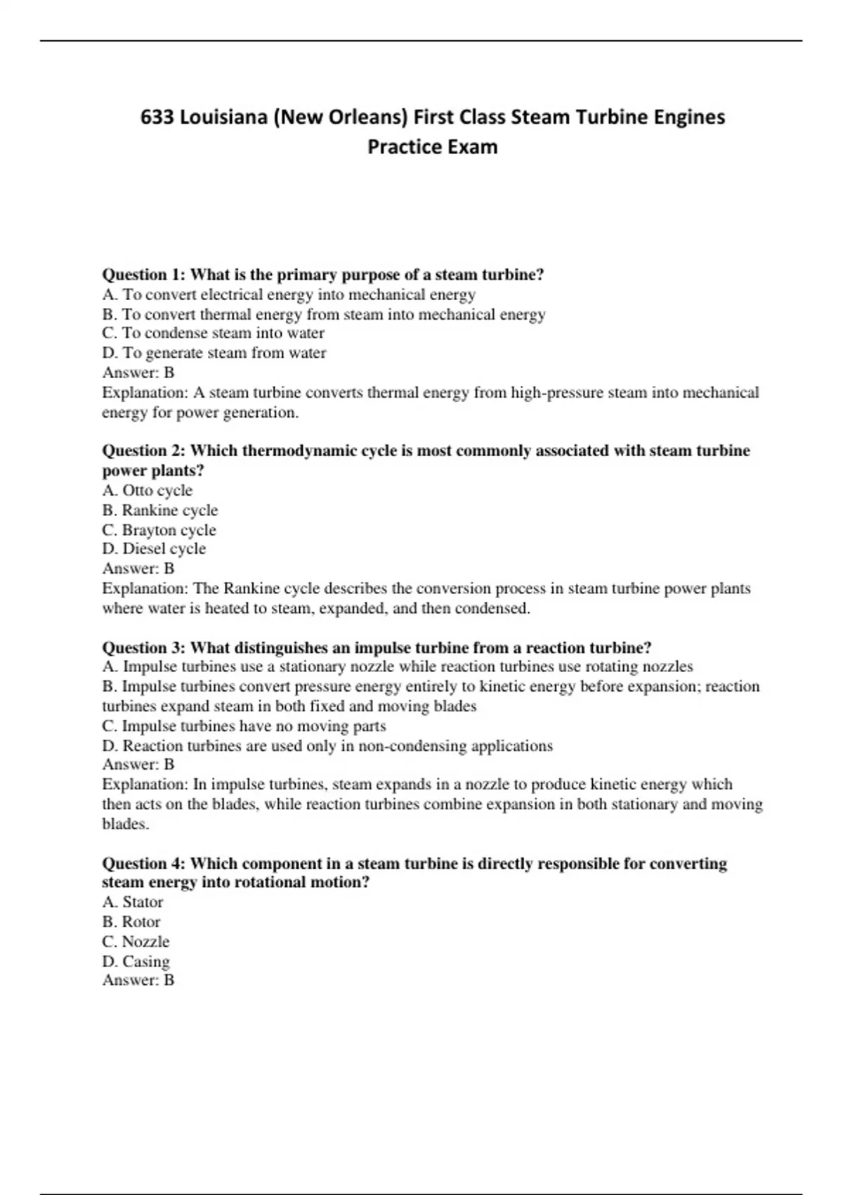 633 Louisiana (New Orleans) First Class Steam Turbine Engines Practice ...