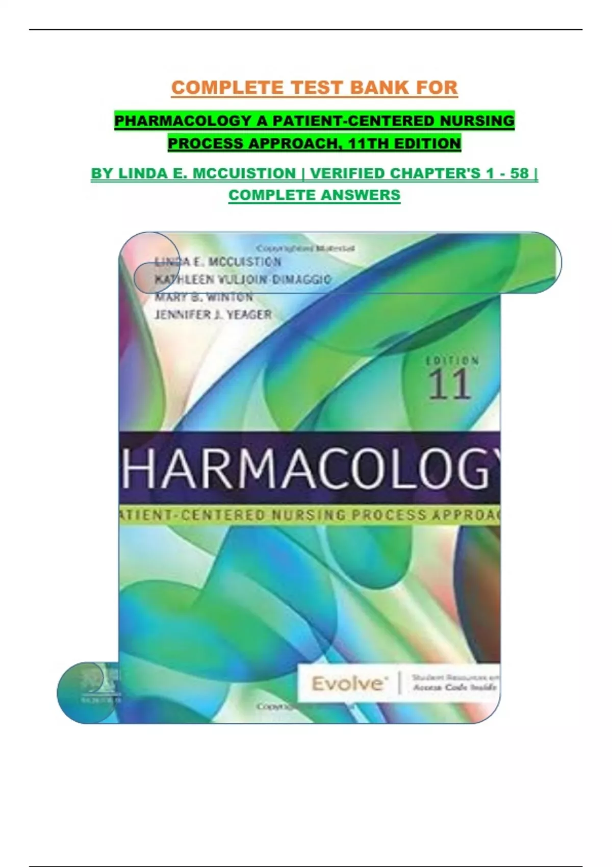 TEST BANK FOR PHARMACOLOGY A PATIENT-CENTERED NURSING PROCESS APPROACH ...