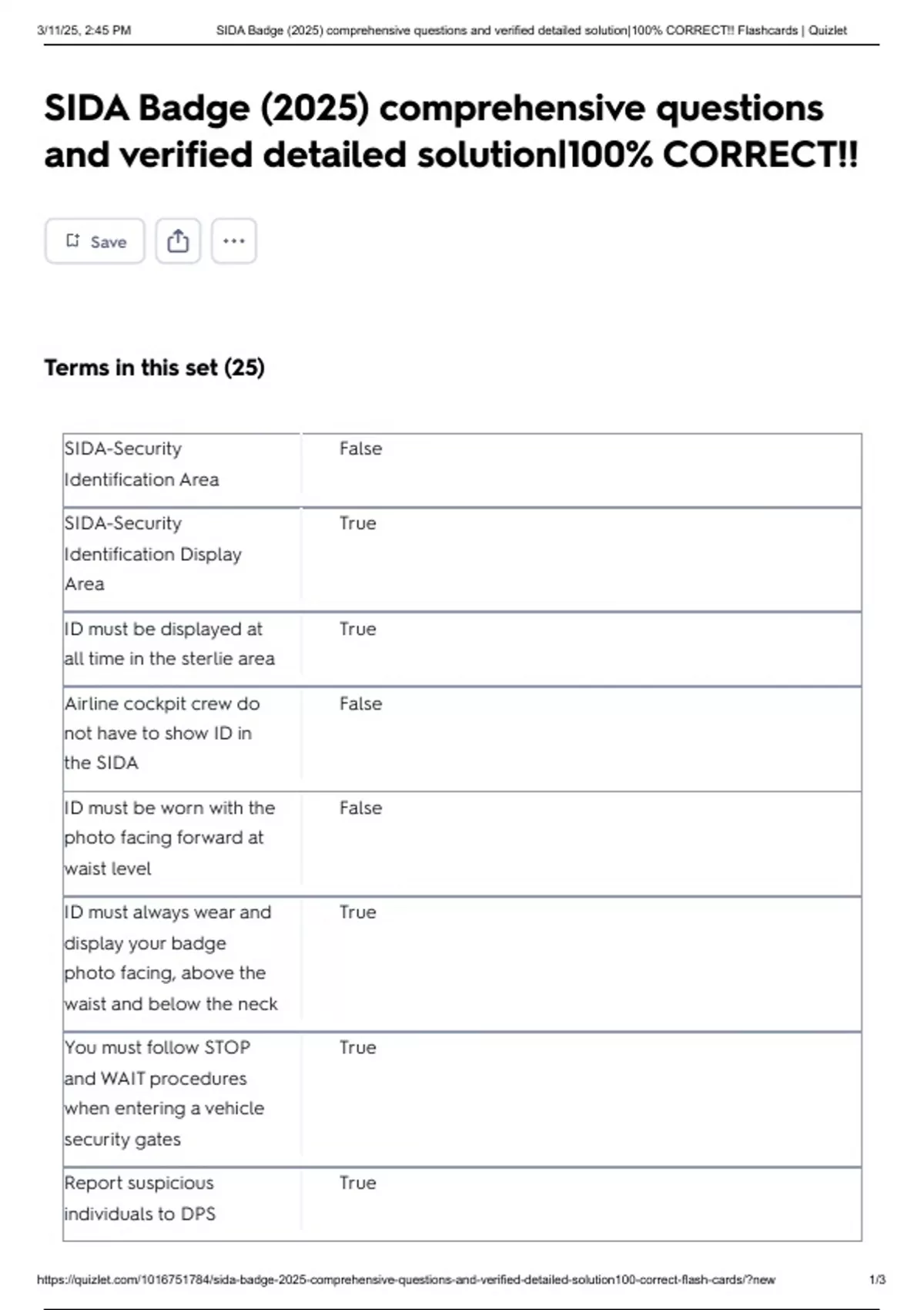 SIDA Badge (2025) comprehensive questions and verified detailed ...