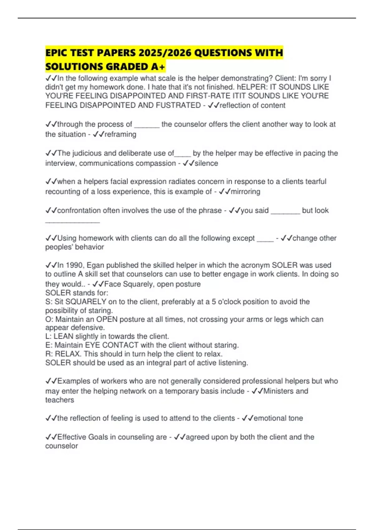 EPIC TEST PAPERS 2025/2026 QUESTIONS WITH SOLUTIONS GRADED A+ - Epic ...