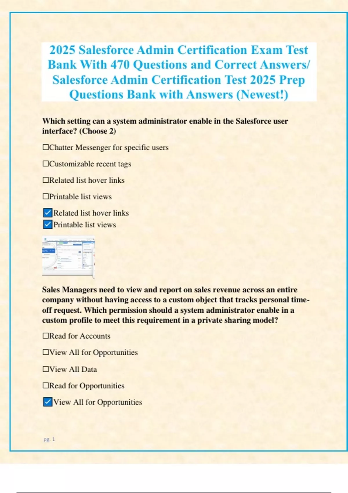 2025 Salesforce Admin Certification Exam Test Bank With 470 Questions And Correct Answers