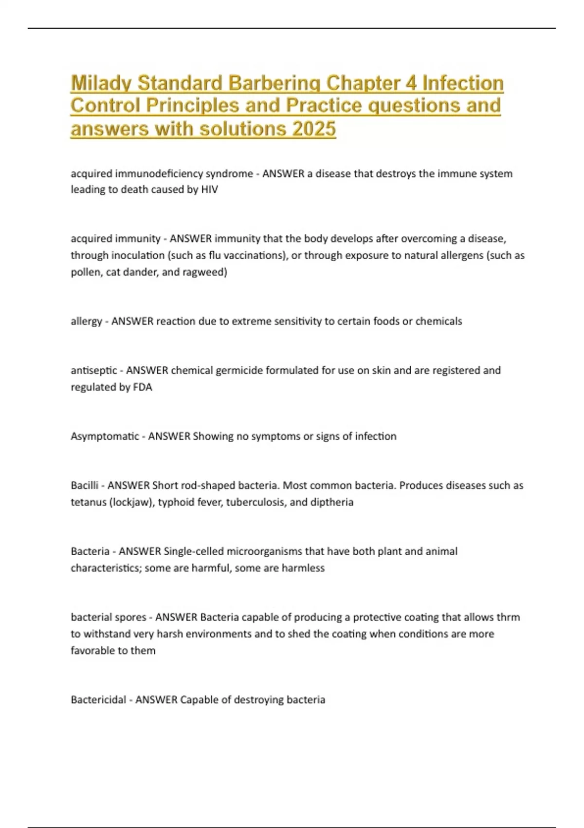 Milady Standard Barbering Chapter 4 Infection Control Principles and ...