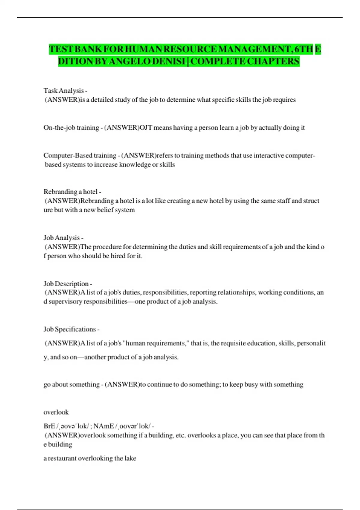 Human Resource Management 7th Edition By Sean Valentine, Patricia ...