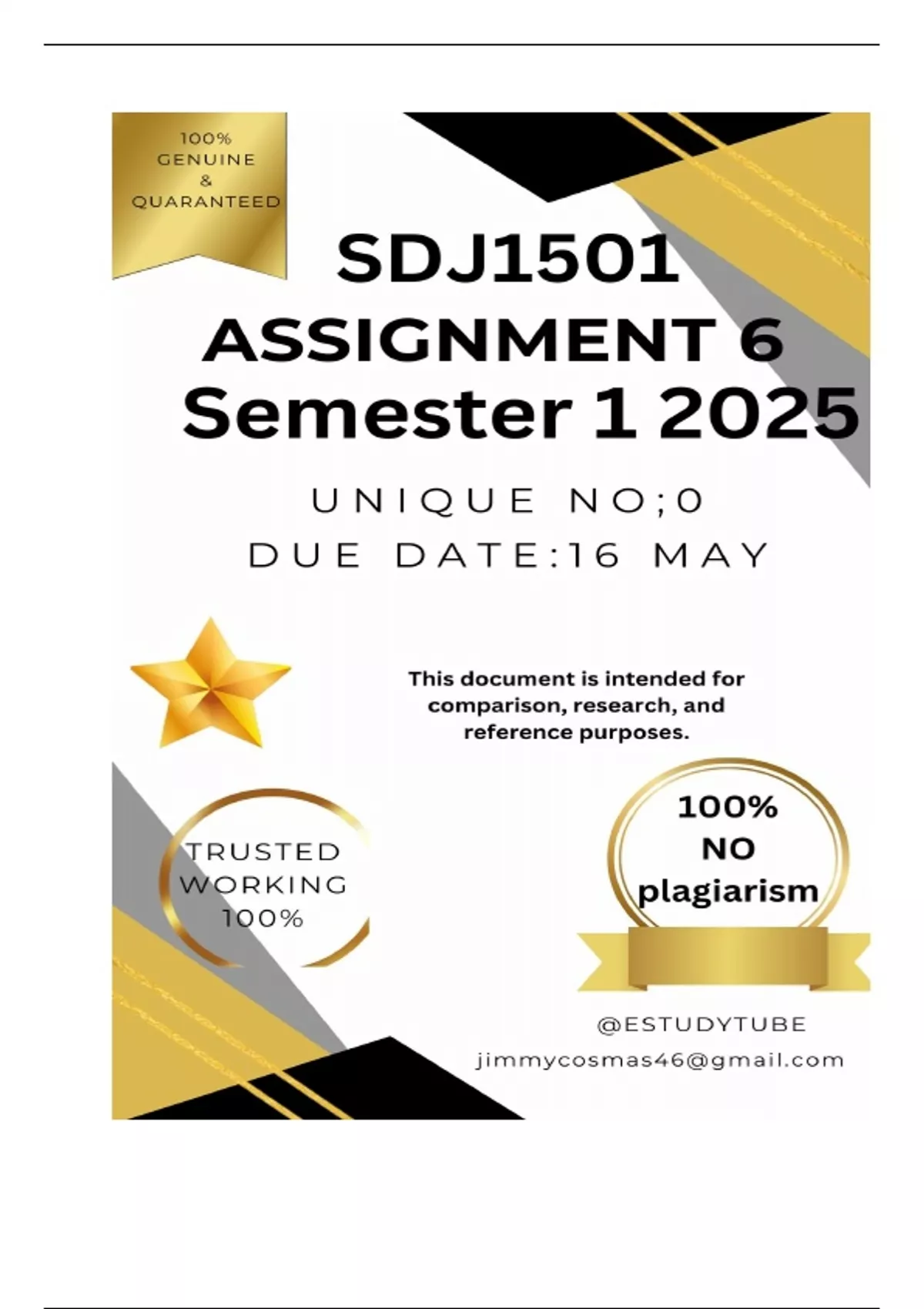SJD1501 Assignment 6 (COMPLETE ANSWERS) Semester 1 2025 - DUE 16 May ...