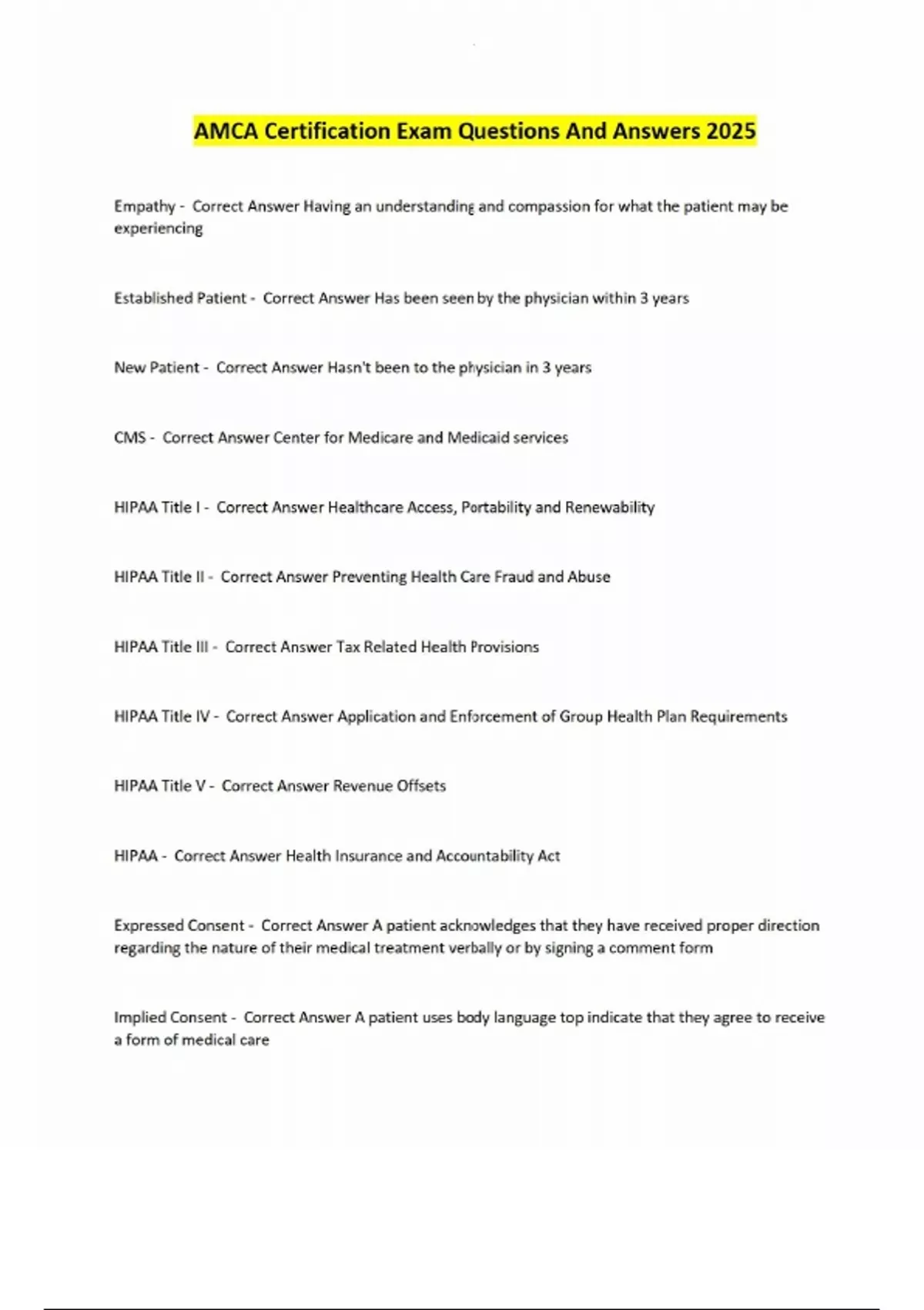 AMCA Certification Exam Questions And Answers 2025 - AMCA Certification ...