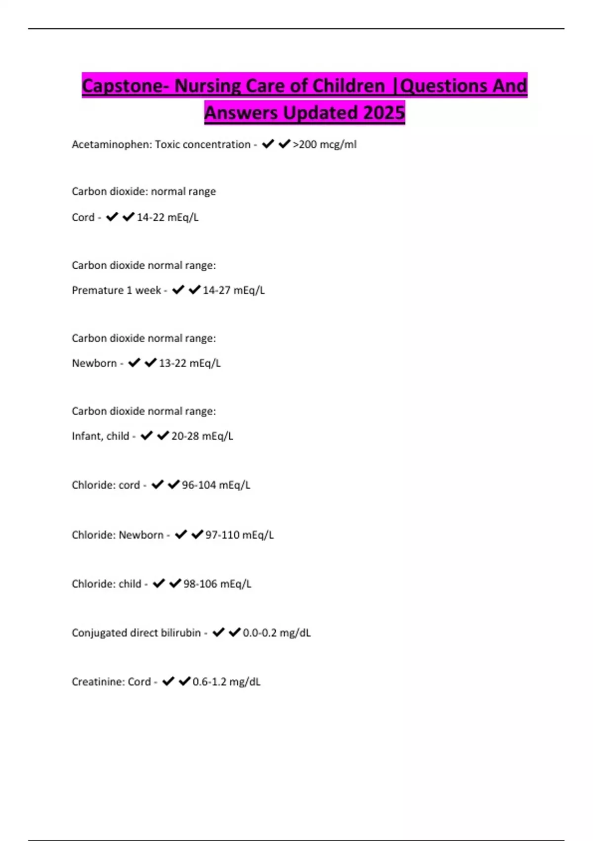 Capstone- Nursing Care of Children |Questions And Answers Updated 2025 ...