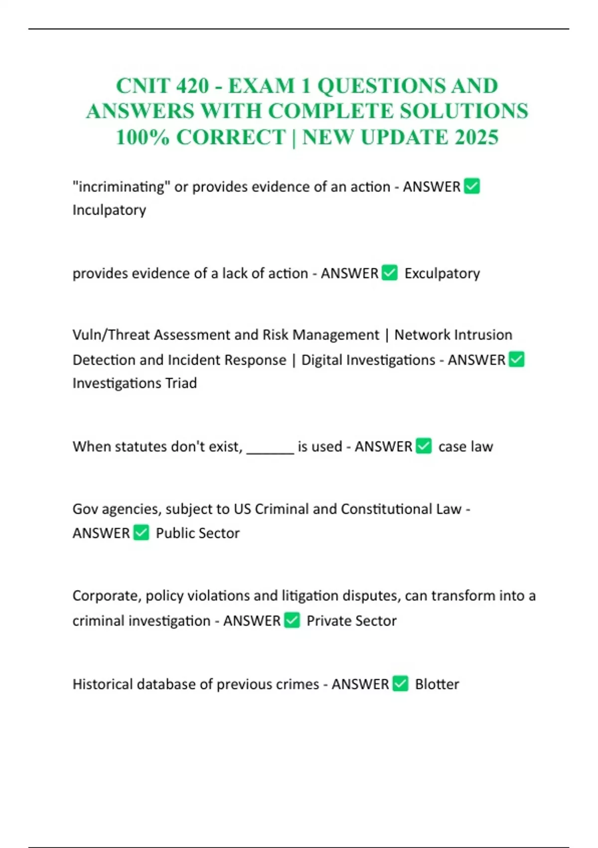 CNIT 420 - EXAM 1 QUESTIONS AND ANSWERS WITH COMPLETE SOLUTIONS 100% ...
