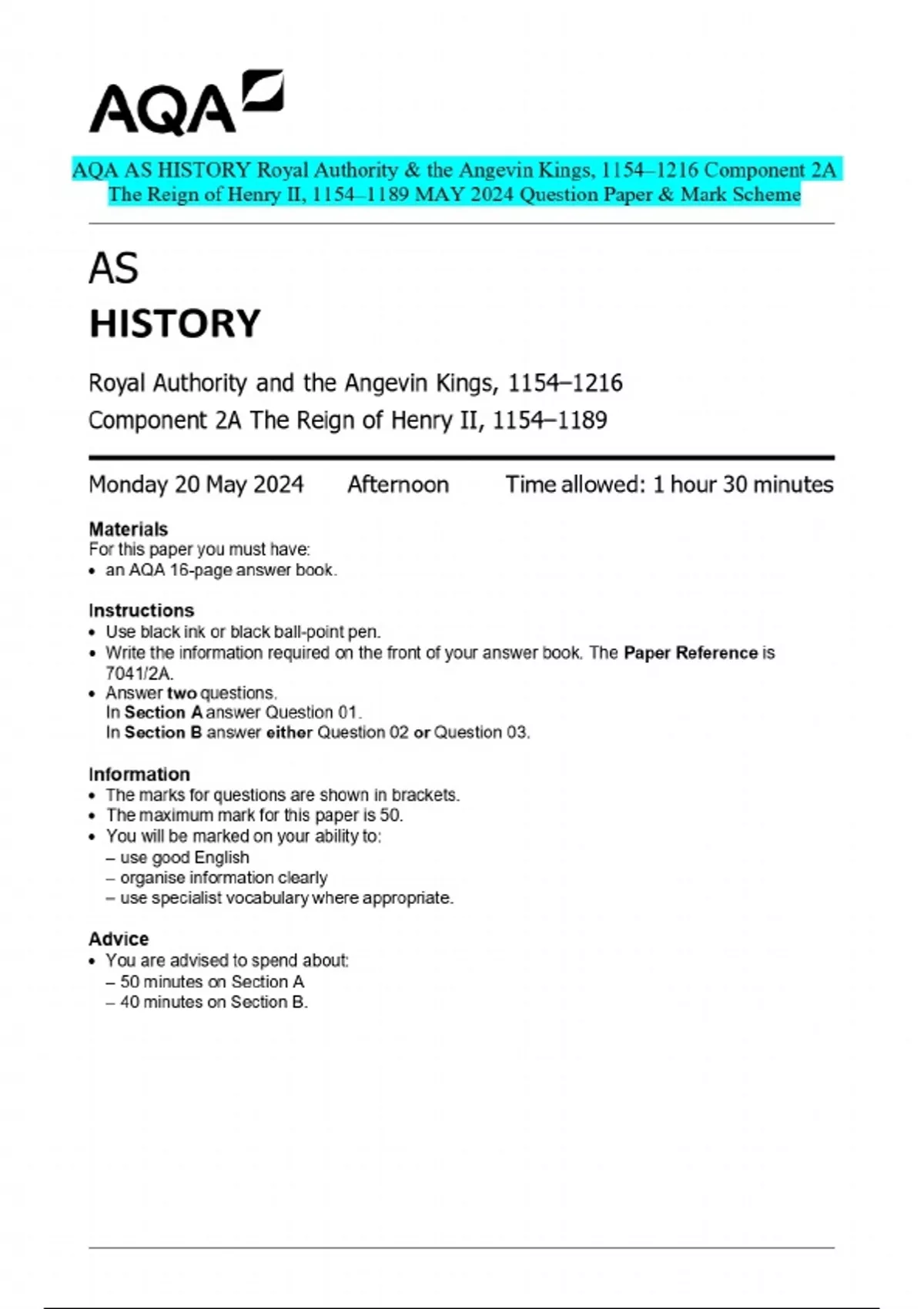 AQA AS HISTORY The quest for political stability: Germany, 1871–1991 ...