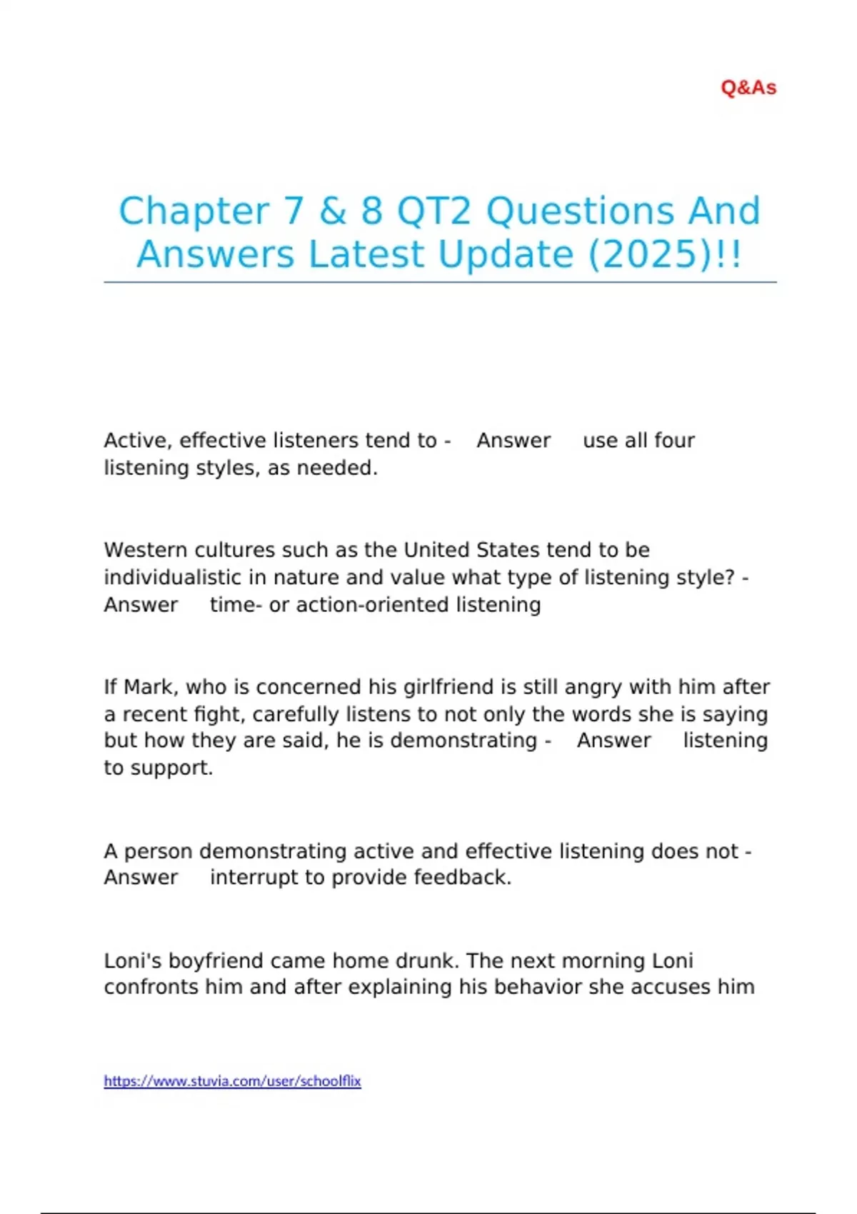 Chapter 7 & 8 QT2 Questions And Answers Latest Update (2025)!! - QT2 ...