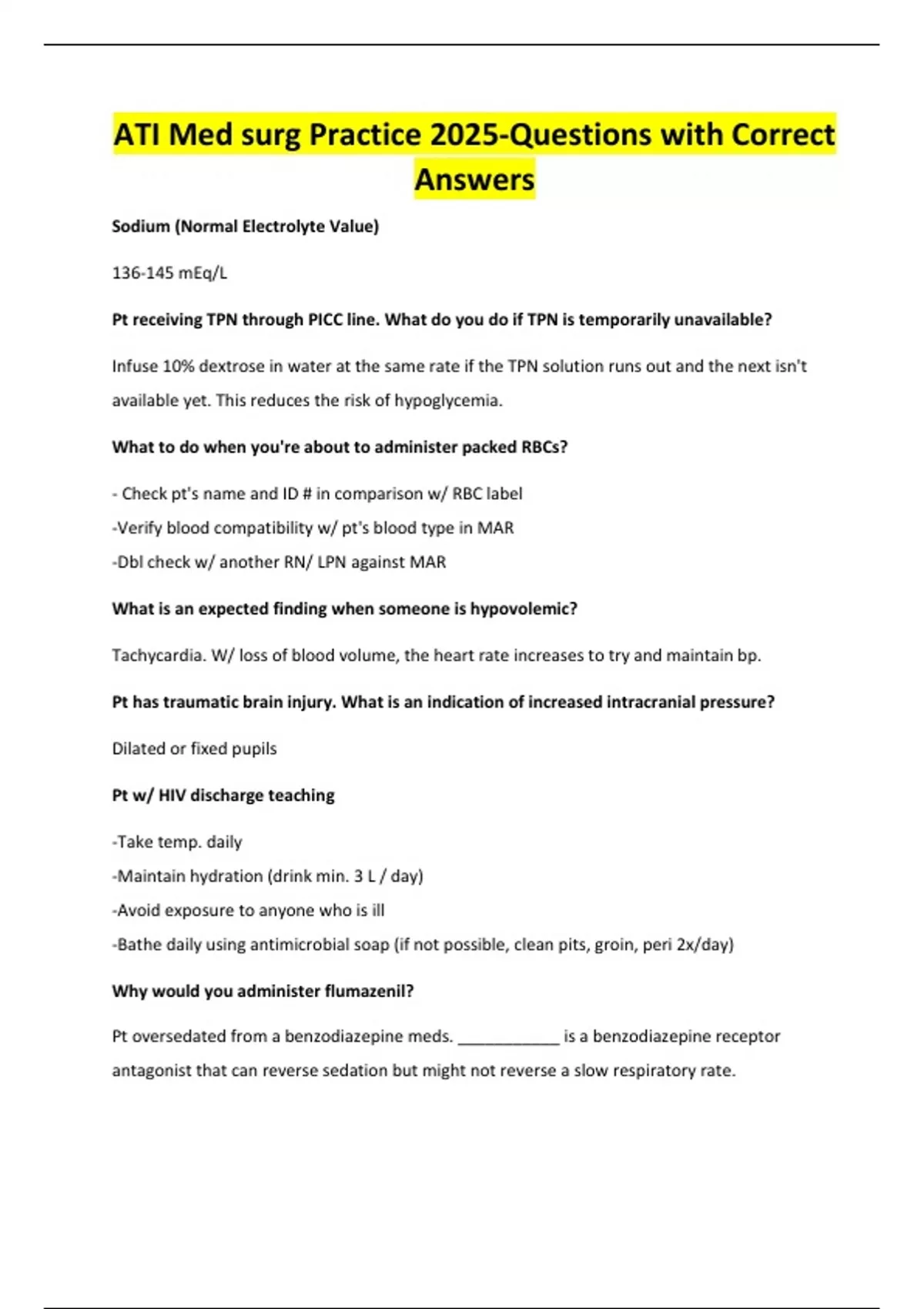 ATI Med surg Practice 2025-Questions with Correct Answers - ATI Med ...