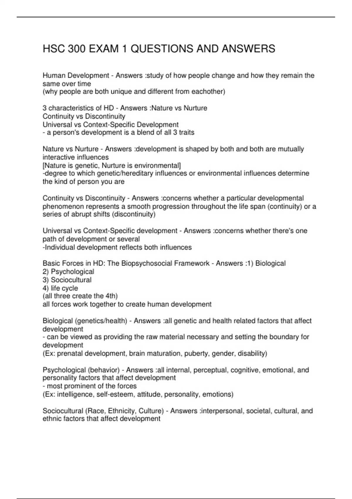 HSC 300 EXAM 1 QUESTIONS AND ANSWERS - HSC 300 - Stuvia US