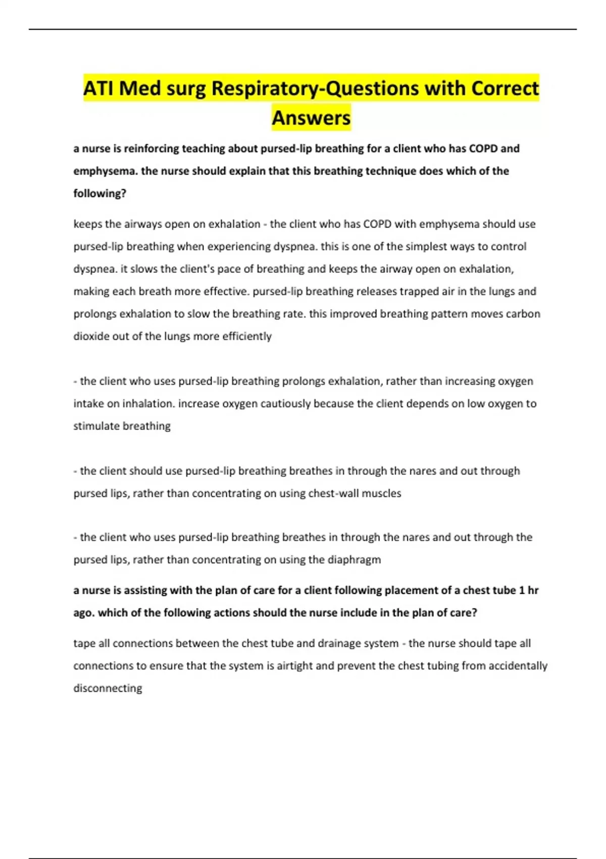 ATI Med surg Respiratory-Questions with Correct Answers - ATI Med surg ...