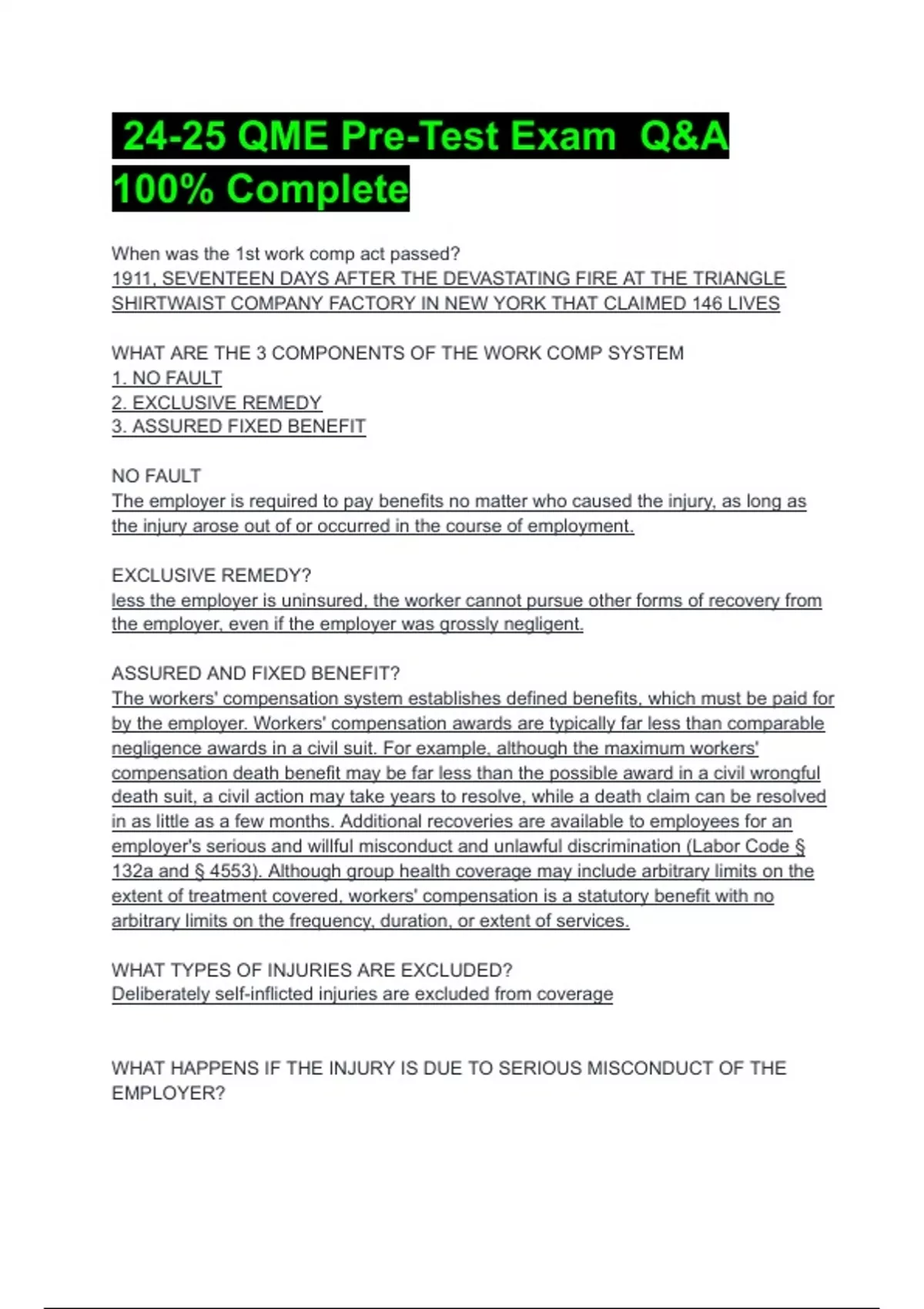 24-25 QME Pre-Test Exam Q&A 100% Complete - Qme - Stuvia US