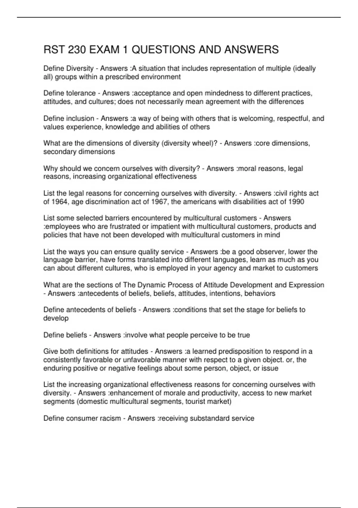 RST 230 EXAM 1 QUESTIONS AND ANSWERS - RST 230 UIUC - Stuvia US
